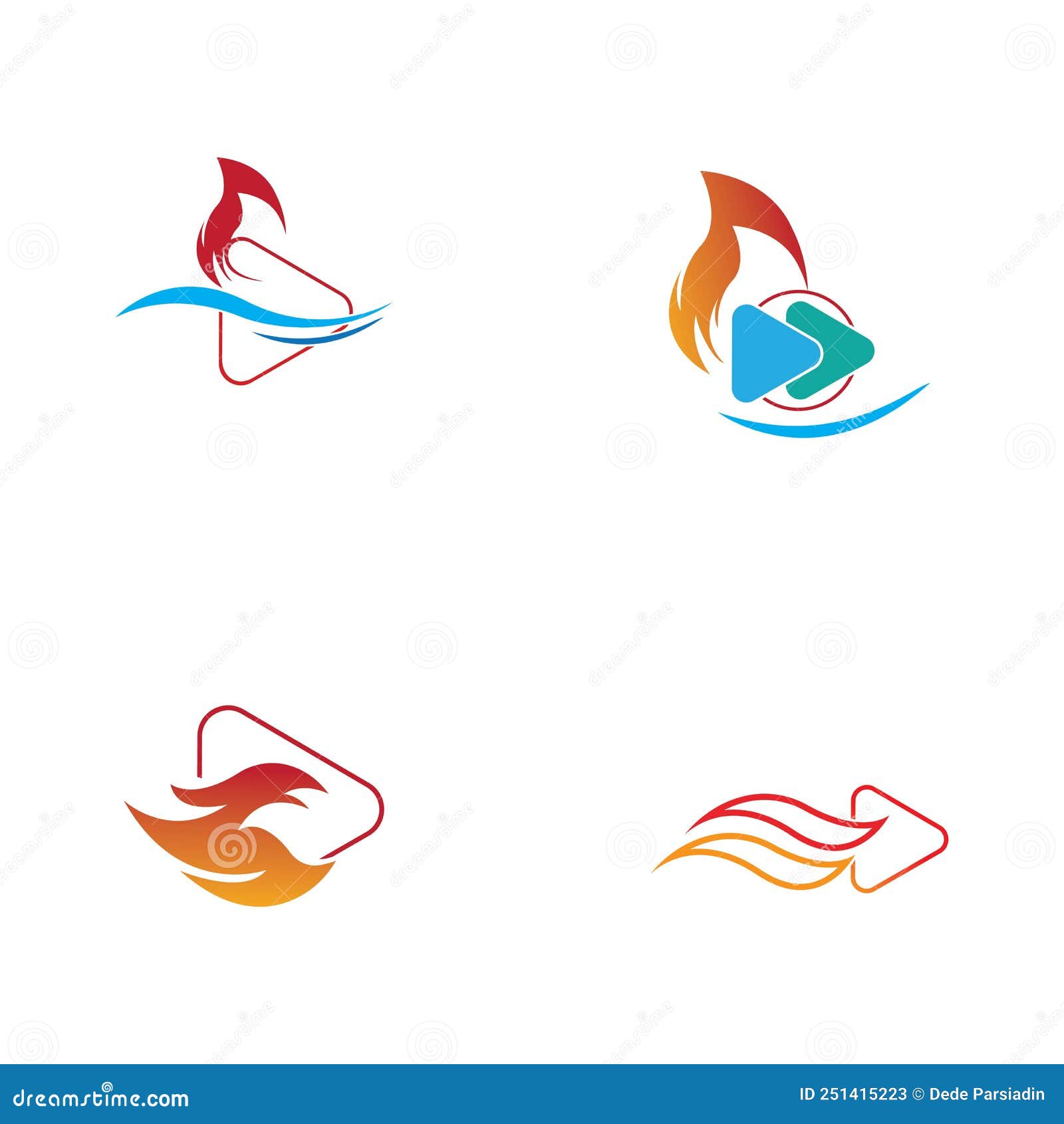 Fire and Play Button Logo Design Template Stock Vector - Illustration ...