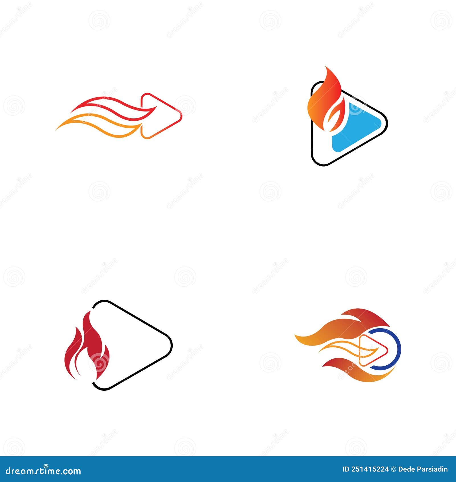 Fire and Play Button Logo Design Template Stock Vector - Illustration ...