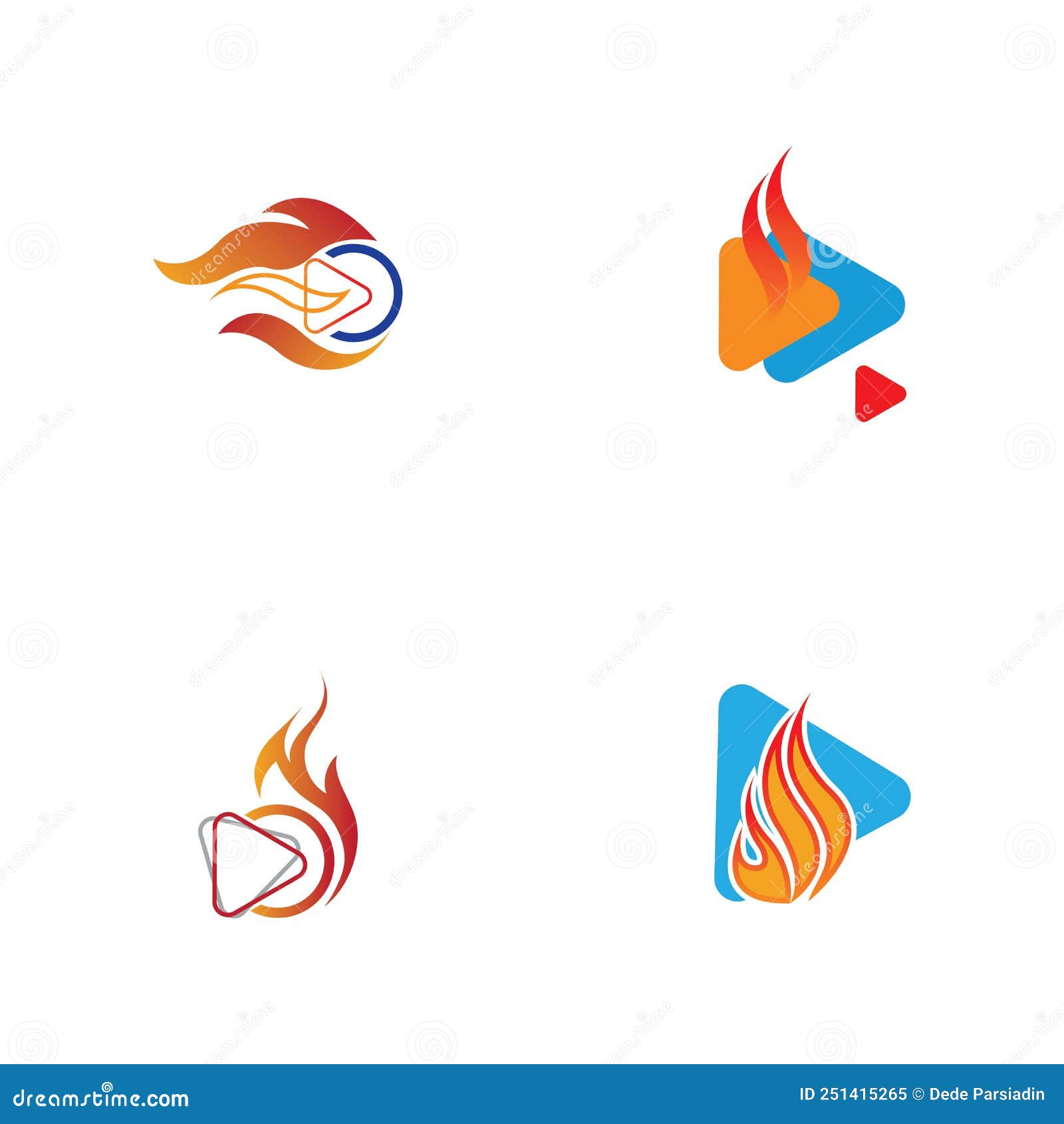 Fire and Play Button Logo Design Template Stock Vector - Illustration ...
