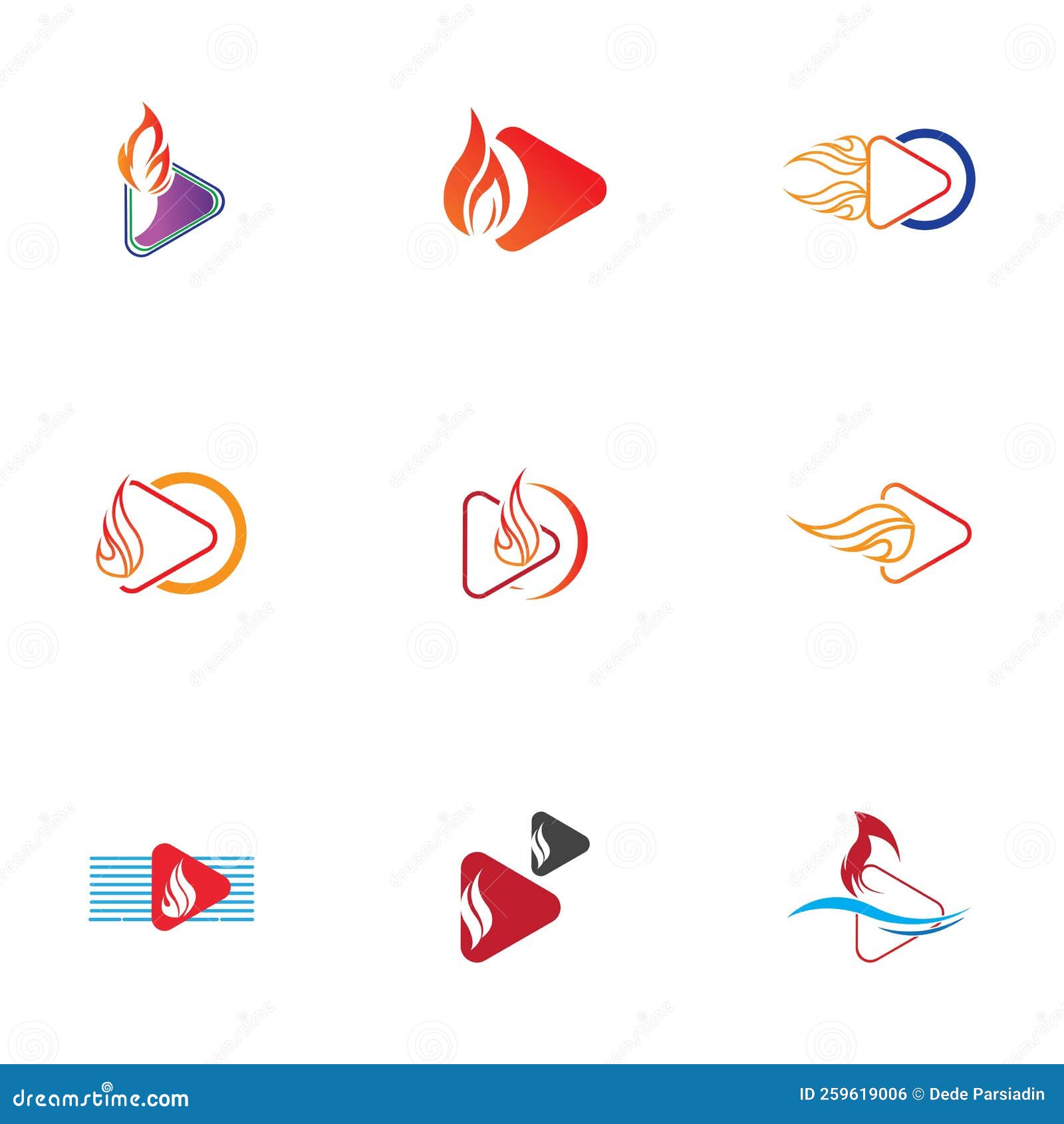 Fire and Play Button Logo Design Template Stock Vector - Illustration ...