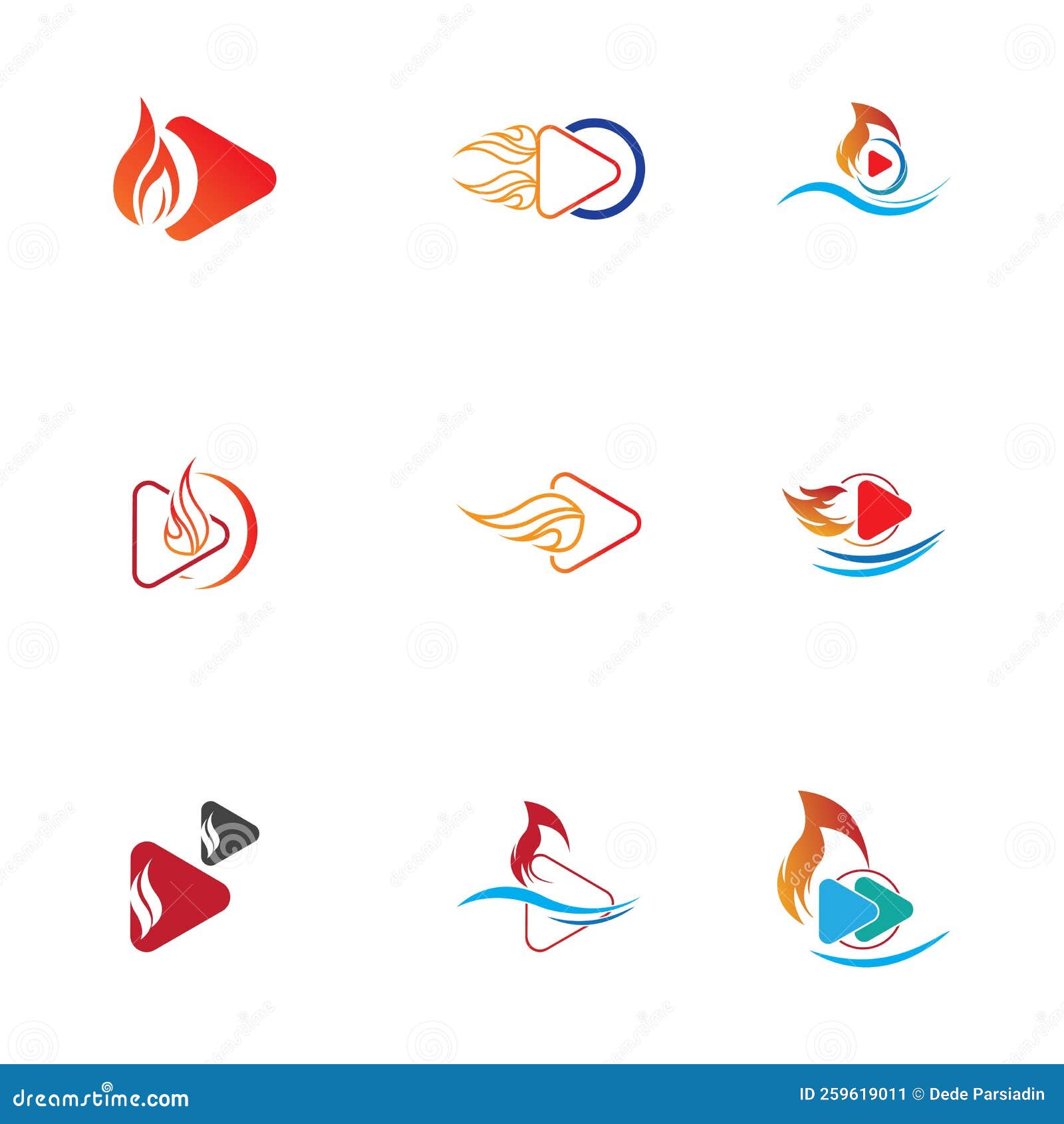 Fire and Play Button Logo Design Template Stock Vector - Illustration ...