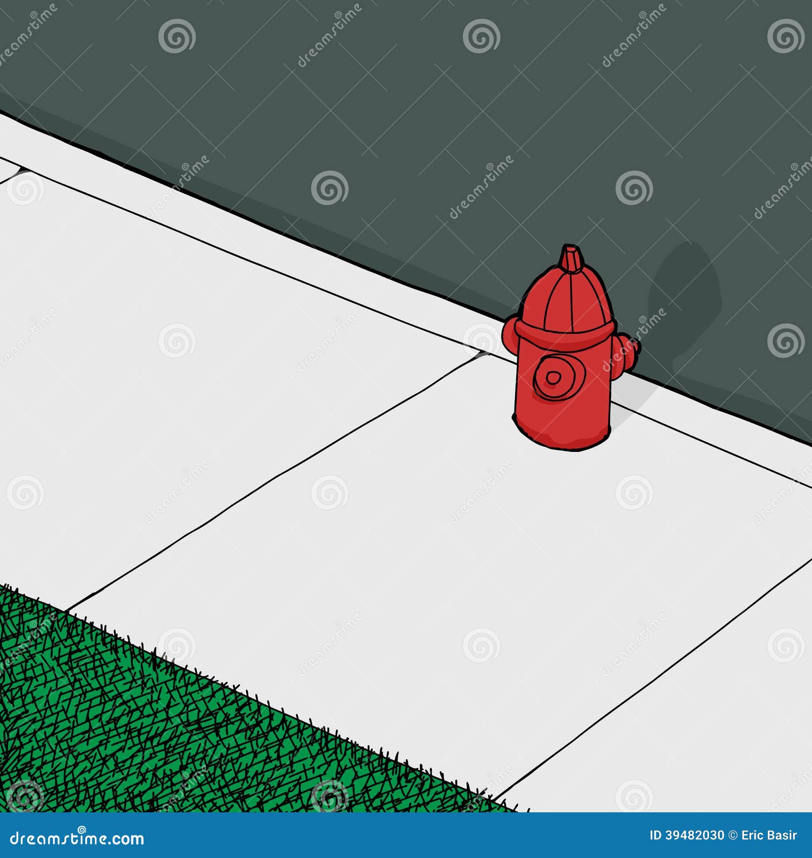 Fire Plug on Sidewalk stock vector. Illustration of drawn - 39482030