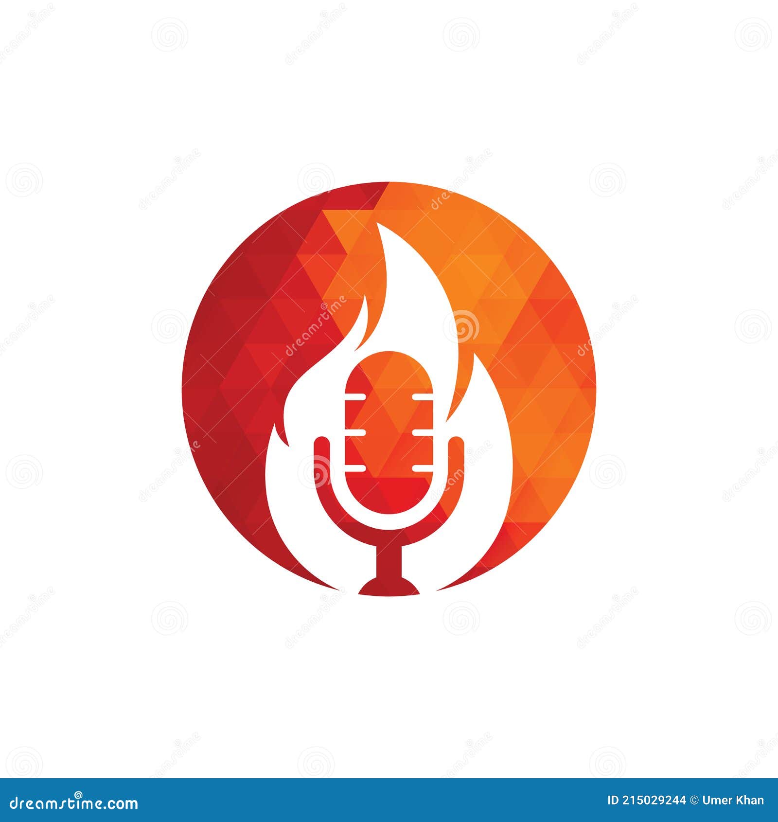 Fire Podcast Logo Design Template. Stock Vector - Illustration of ...