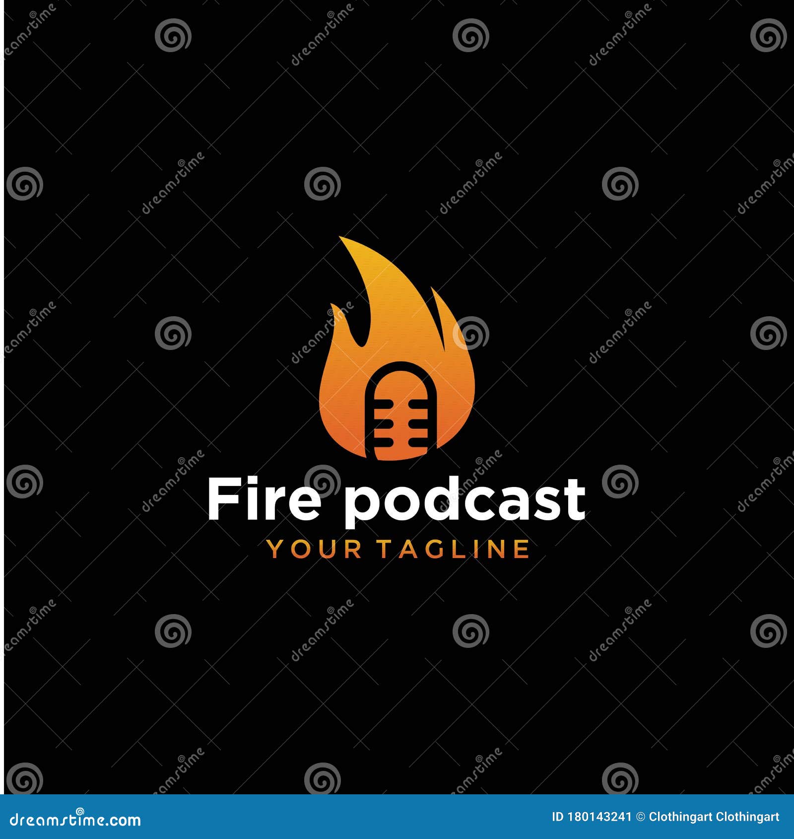 Fire and Podcast in Negative Space Logo Design Template Premium Vector ...
