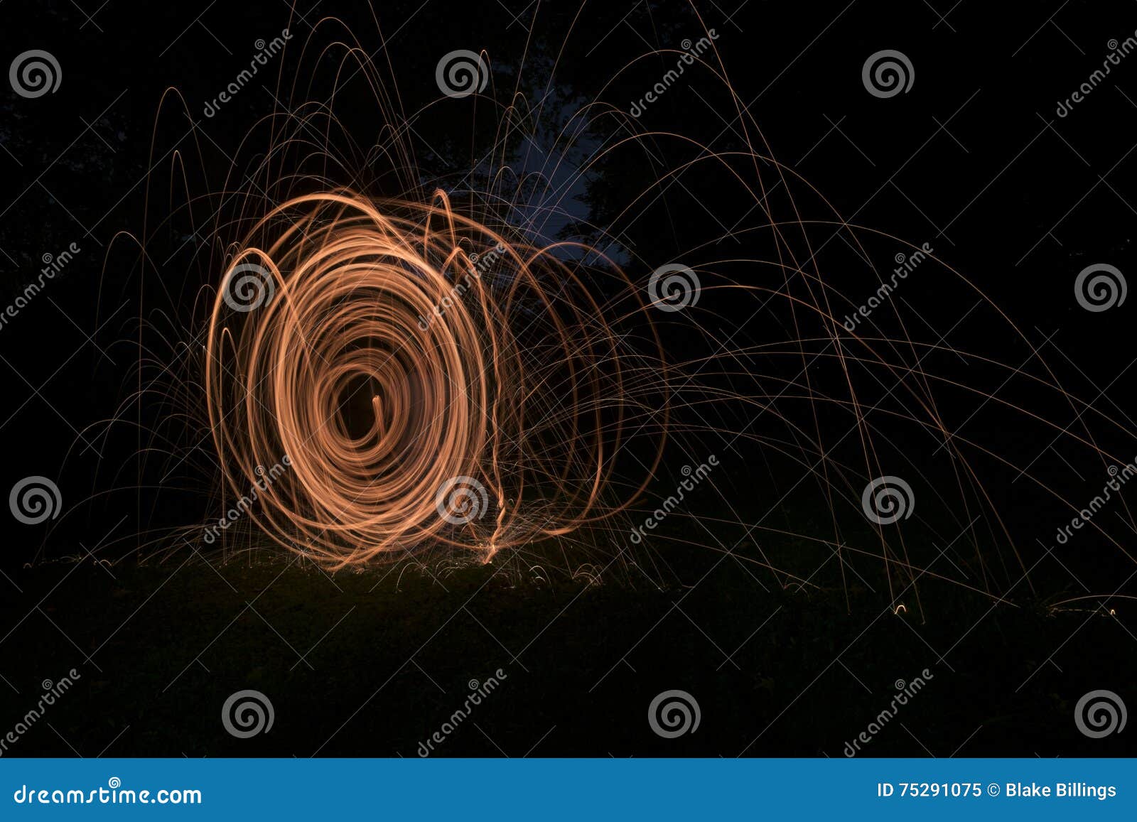 Fire Poi, Flaming Steel Wool Spinning Stock Image - Image of fire ...