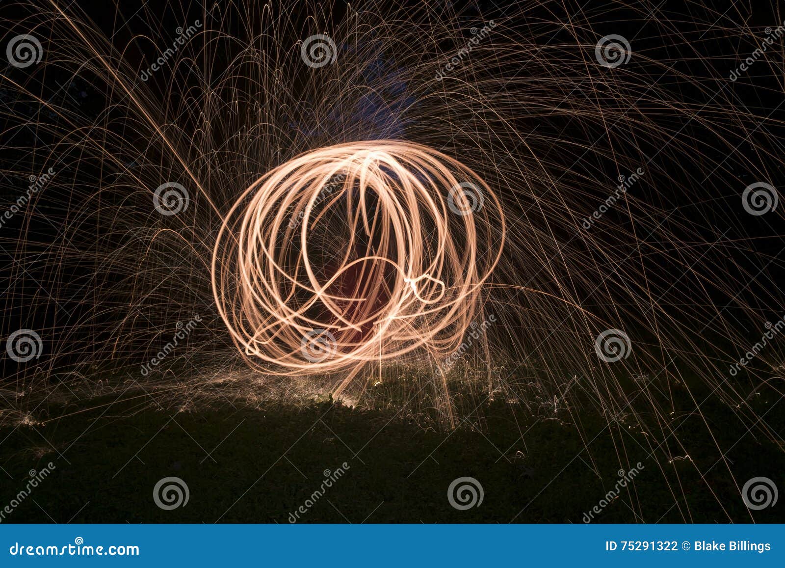 Fire Poi, Flaming Steel Wool Spinning Stock Photo - Image of draw, cute ...