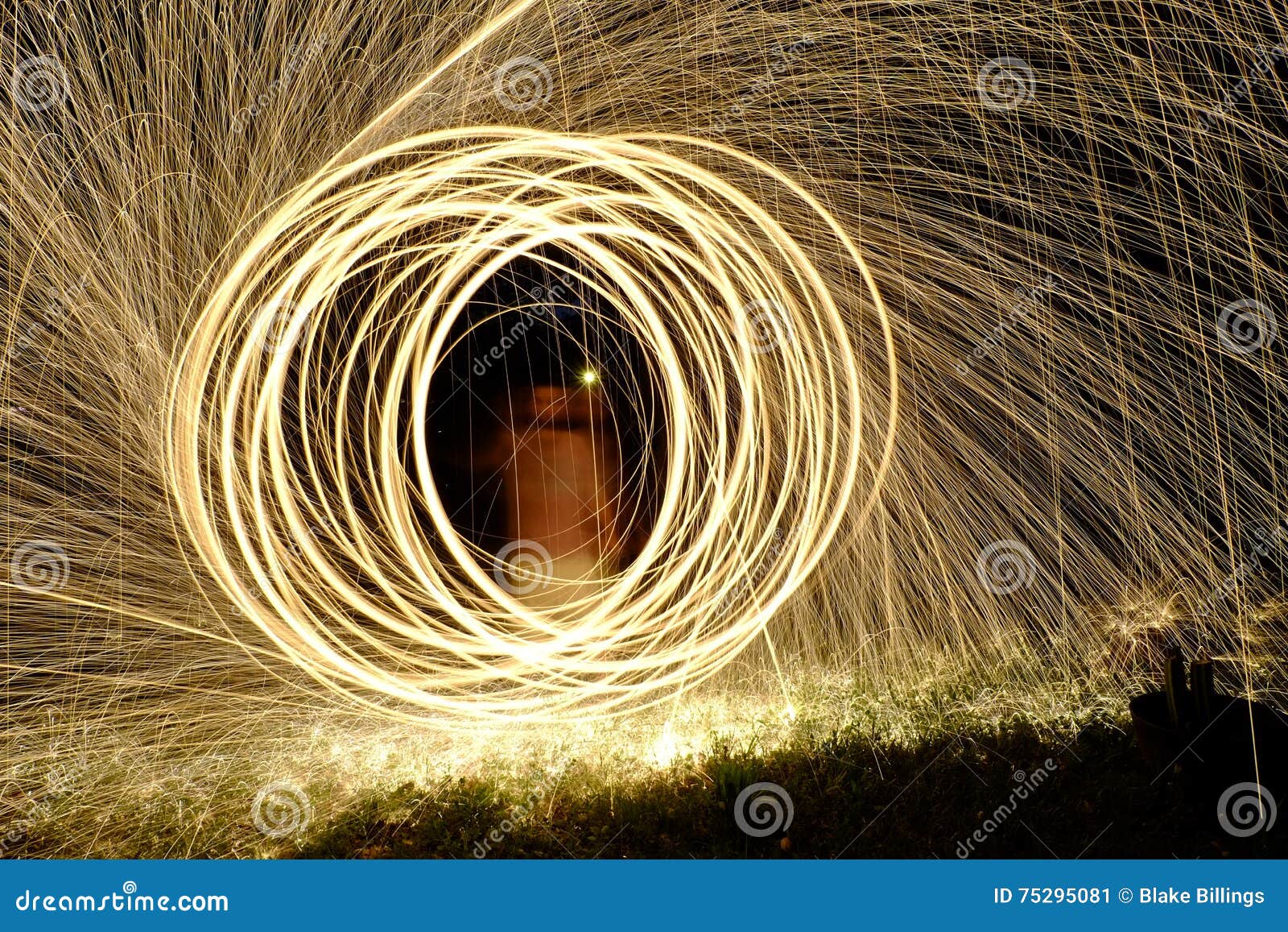 Fire Poi, Flaming Steel Wool Spinning Stock Illustration - Illustration ...