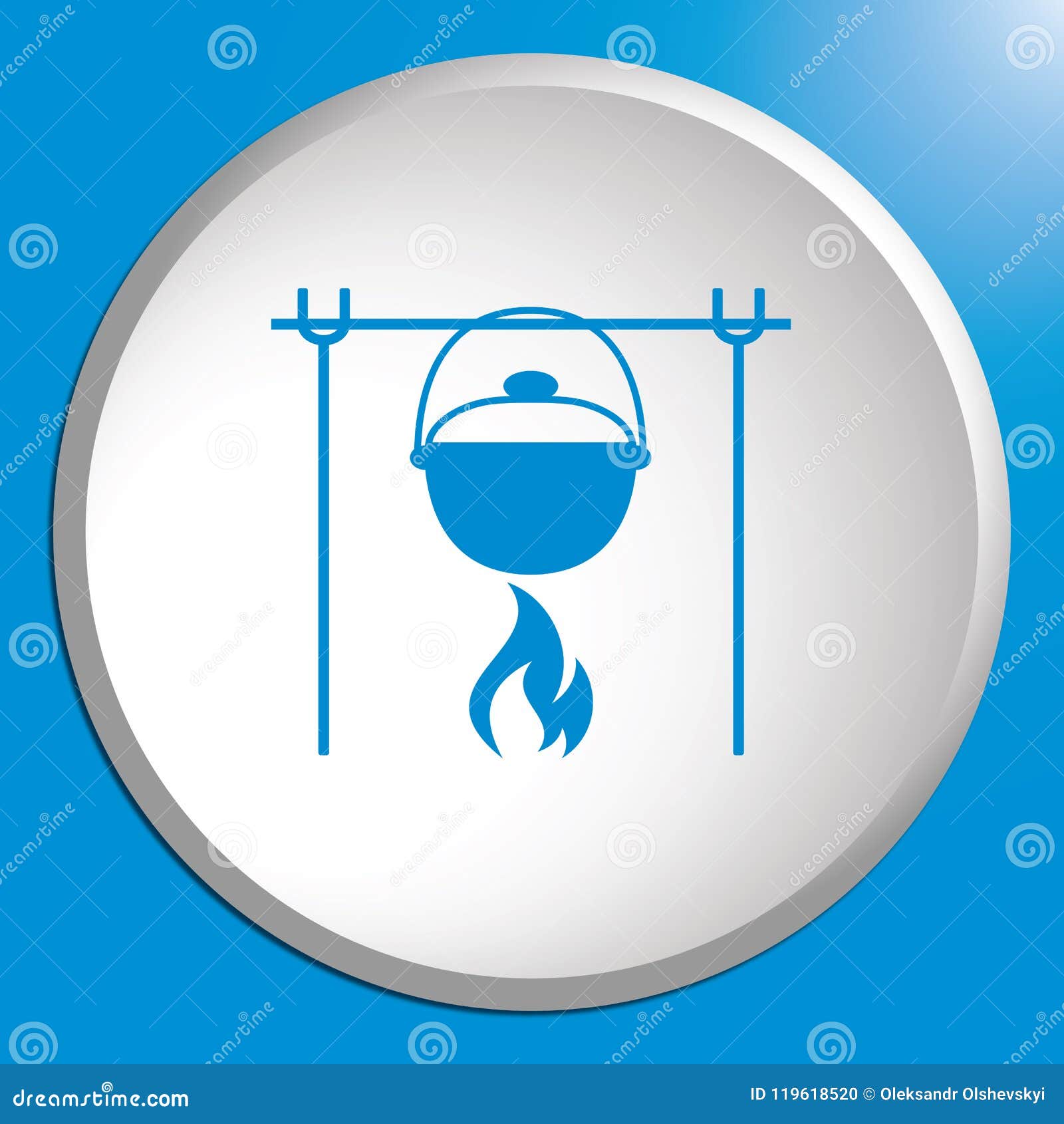 Fire and pot icon stock vector. Illustration of barbecue - 119618520