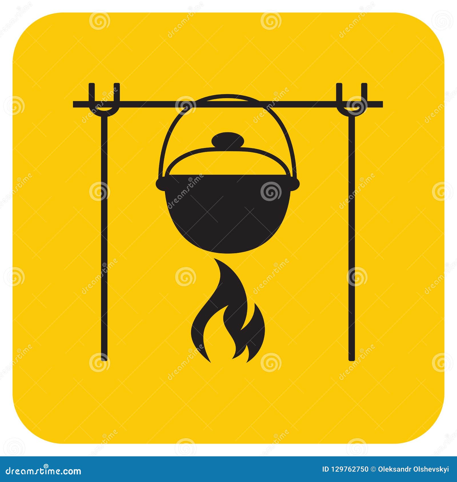 Fire and pot icon stock vector. Illustration of tool - 129762750