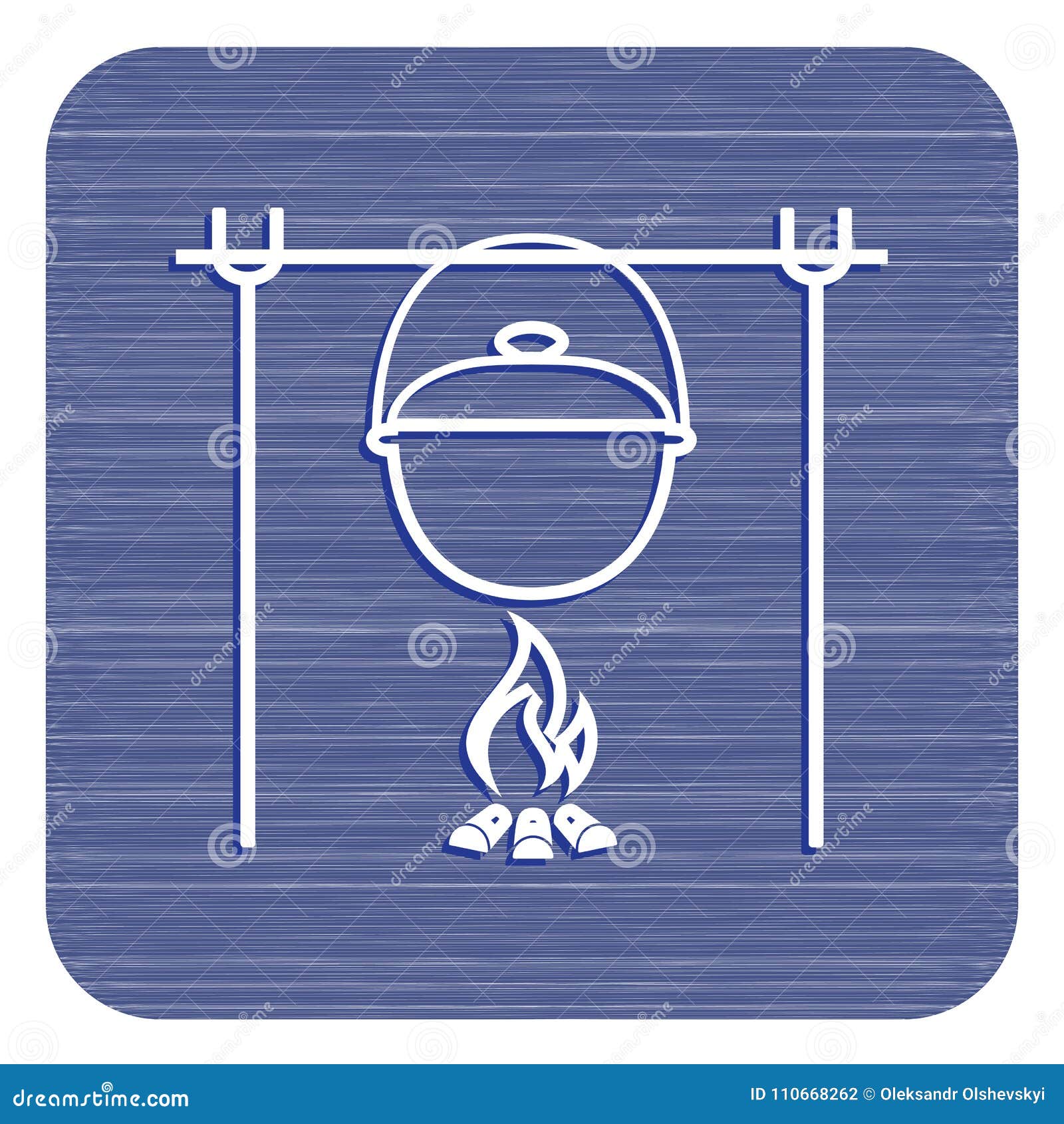 Fire and pot icon stock vector. Illustration of element - 110668262