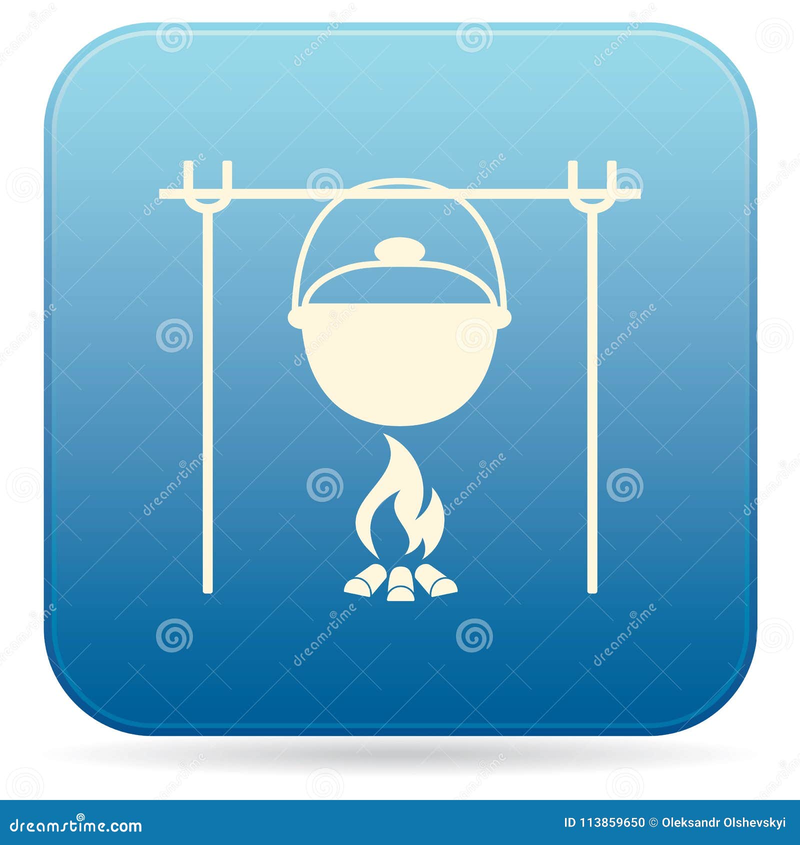 Fire and pot icon stock vector. Illustration of vector - 113859650