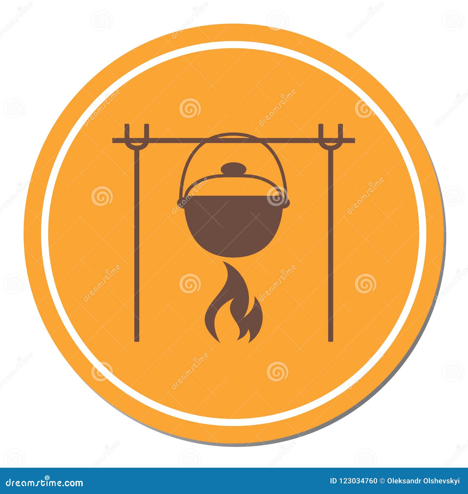 Fire and pot icon stock vector. Illustration of bonfire - 123034760