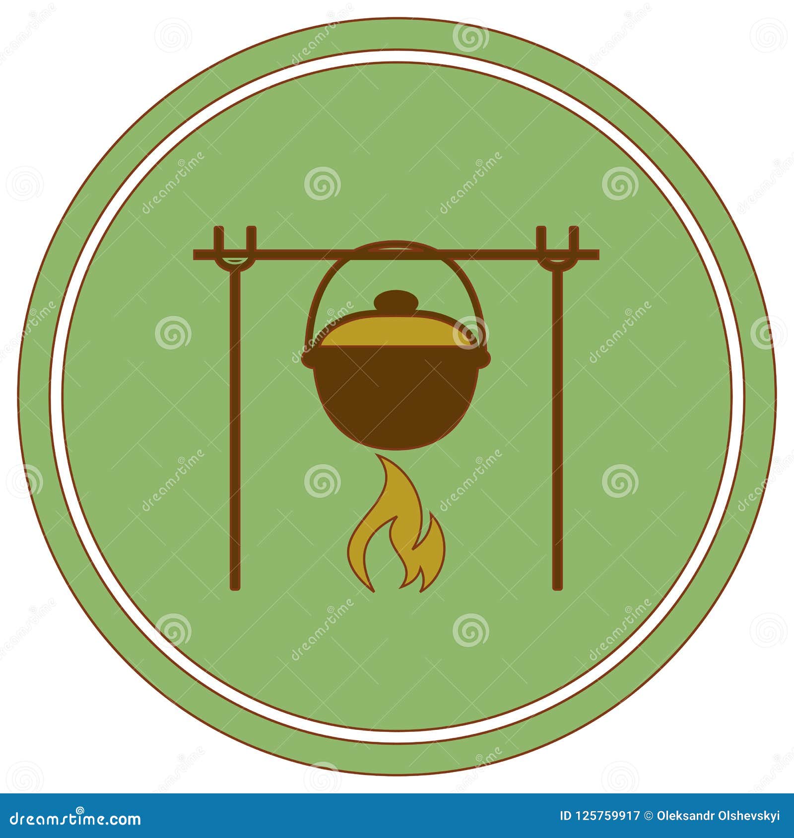 Fire and pot icon stock vector. Illustration of grilled - 125759917