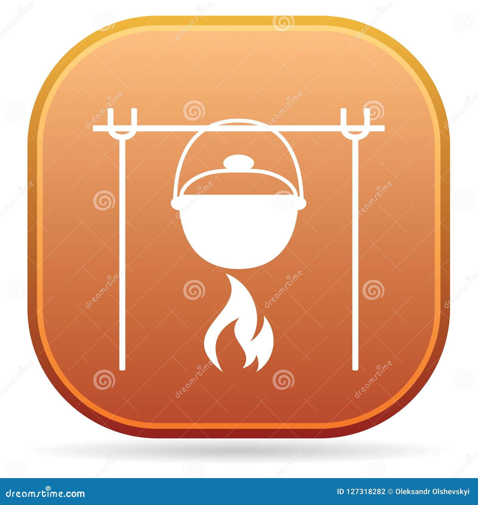 Fire and pot icon stock vector. Illustration of picnic - 127318282