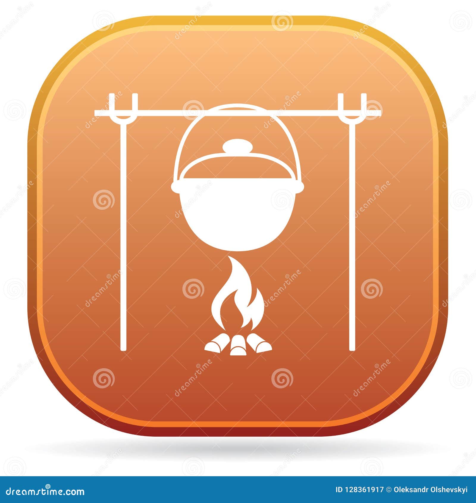 Fire and pot icon stock vector. Illustration of icon - 128361917