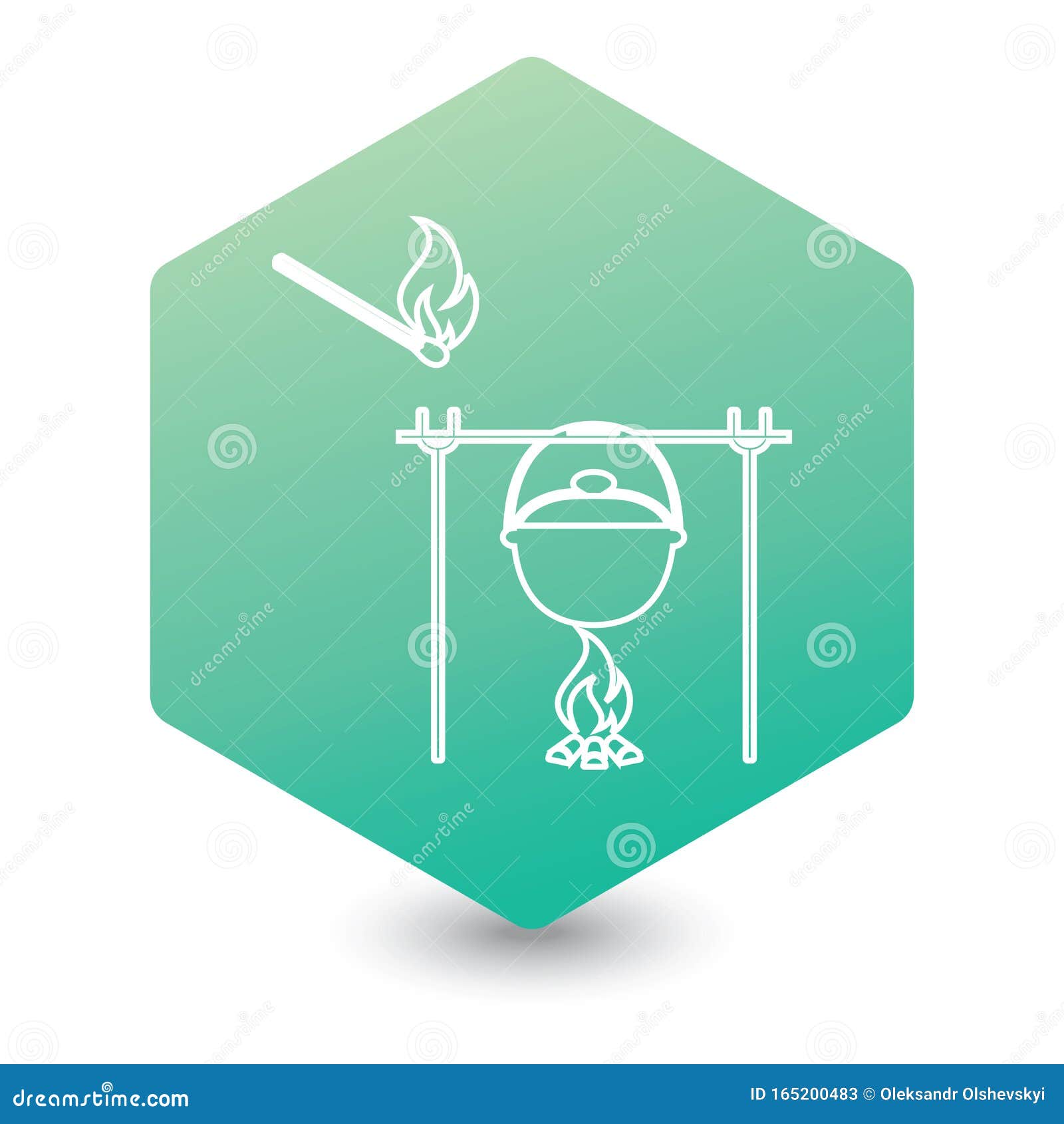 Fire and pot icon stock vector. Illustration of roaster - 165200483
