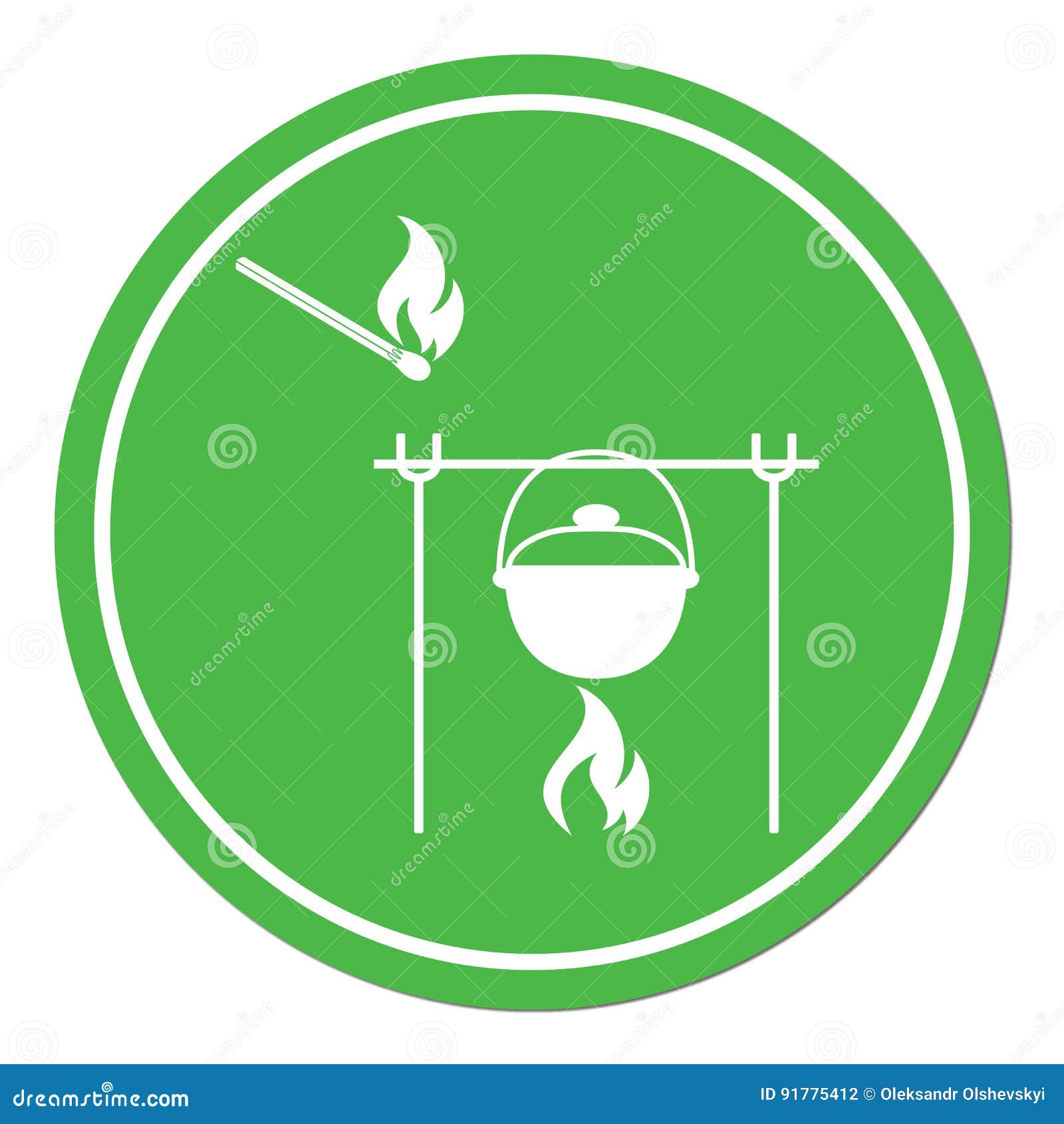 Fire and pot icon stock vector. Illustration of roaster - 91775412