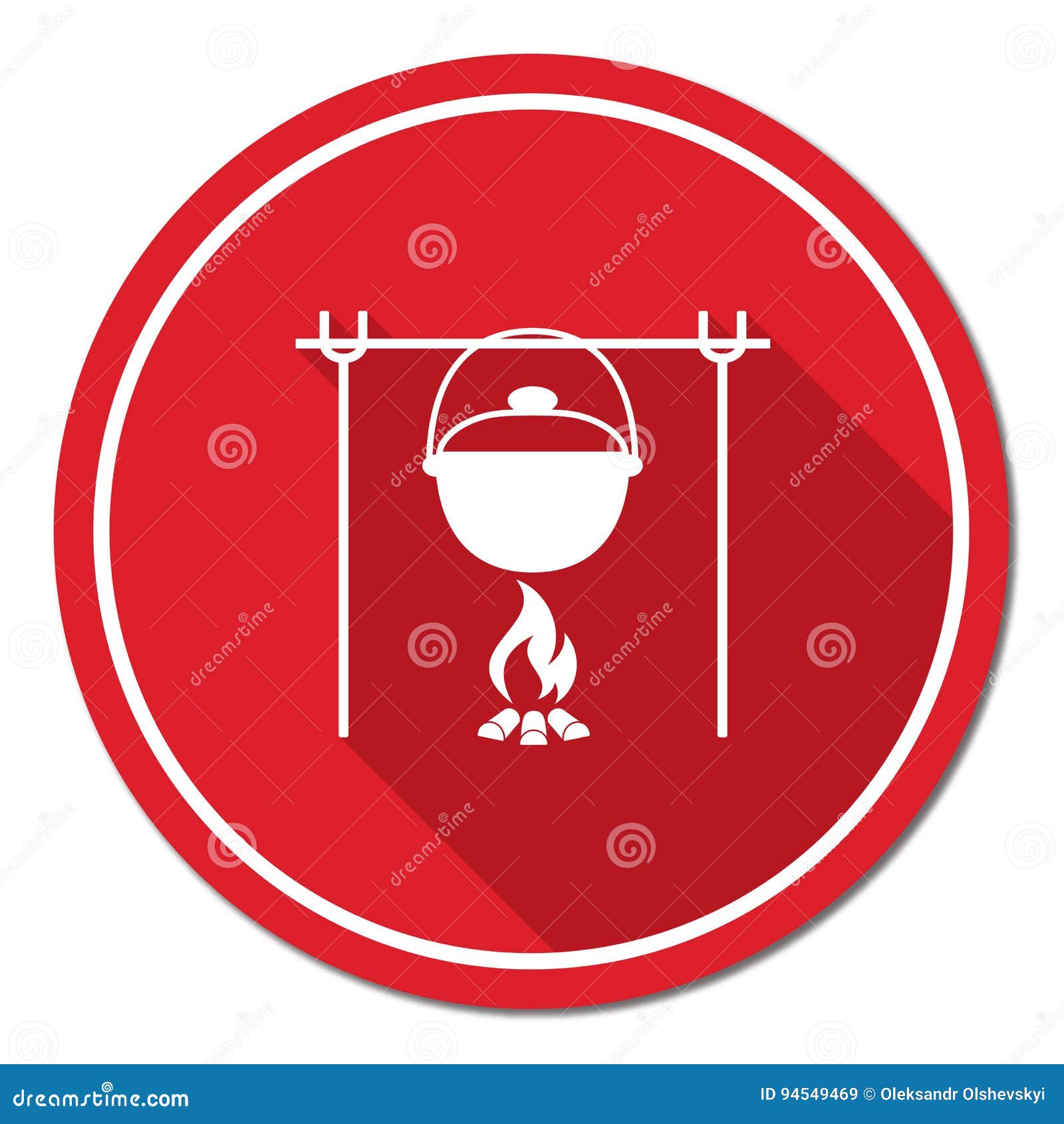 Fire and pot icon stock vector. Illustration of summer - 94549469