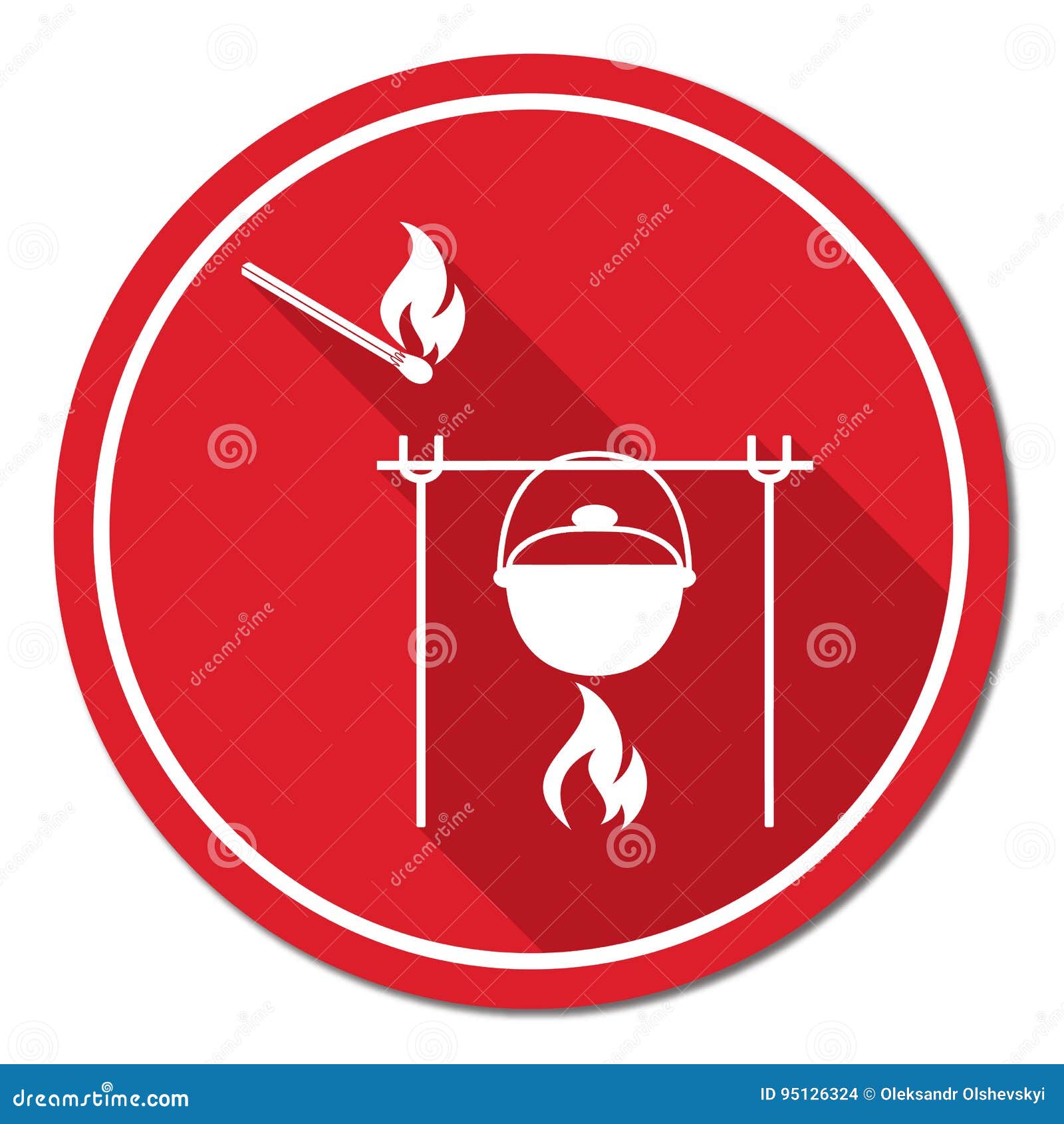 Fire and pot icon stock vector. Illustration of icon - 95126324