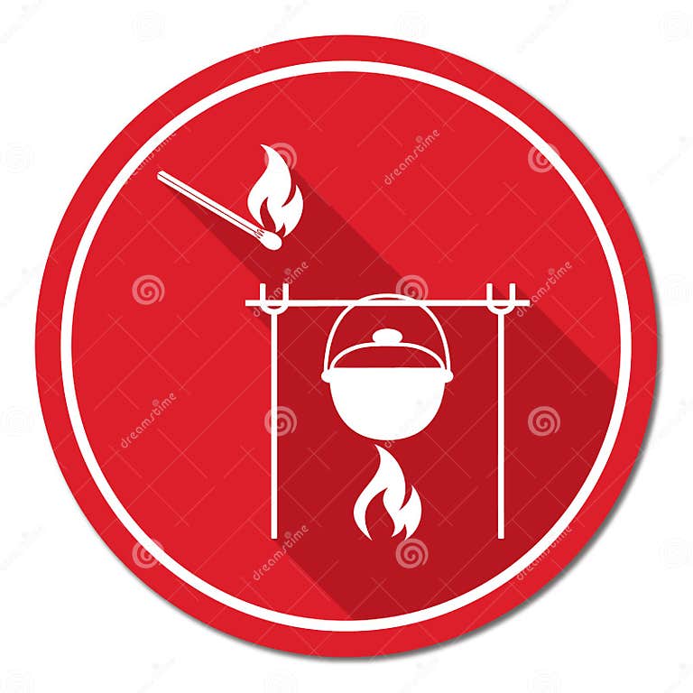 Fire and pot icon stock vector. Illustration of icon - 95126324