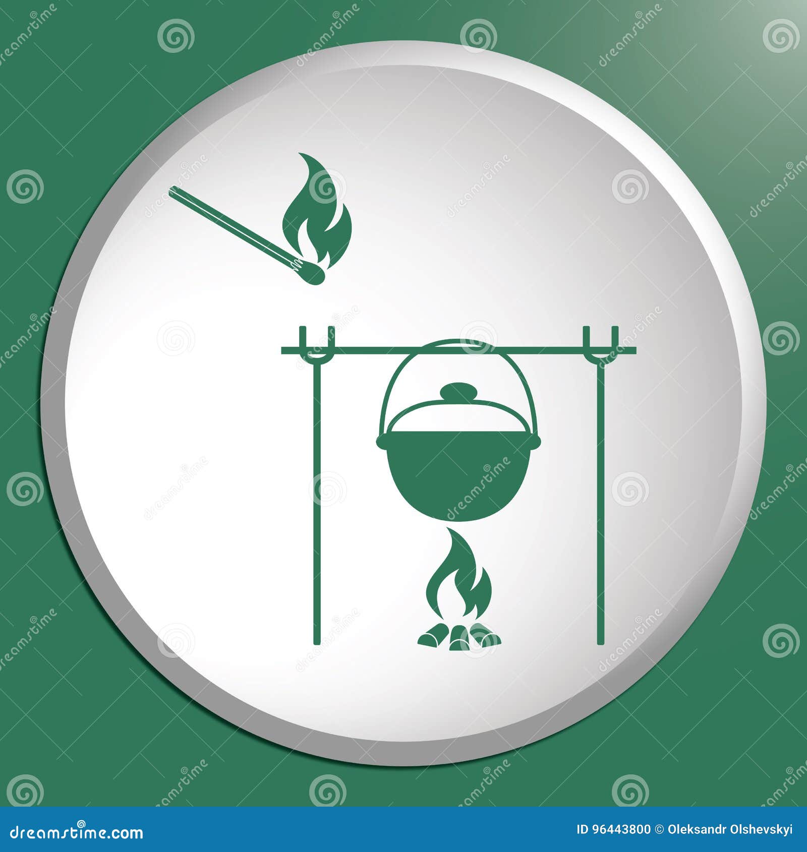 Fire and pot icon stock vector. Illustration of outing - 96443800
