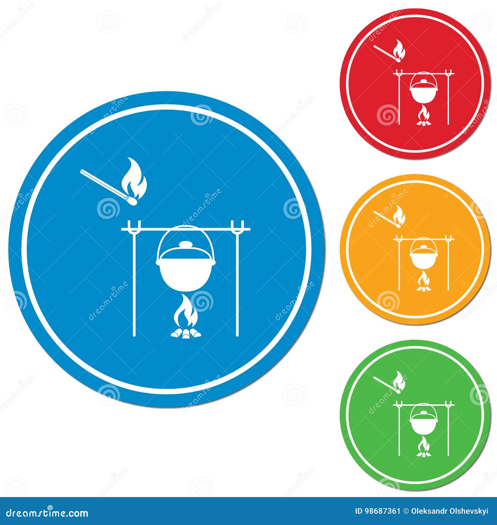 Fire and pot icon stock vector. Illustration of food - 98687361