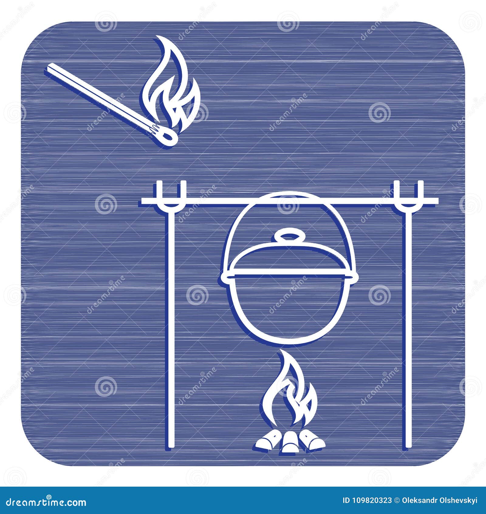 Fire and pot icon stock vector. Illustration of cooking - 109820323