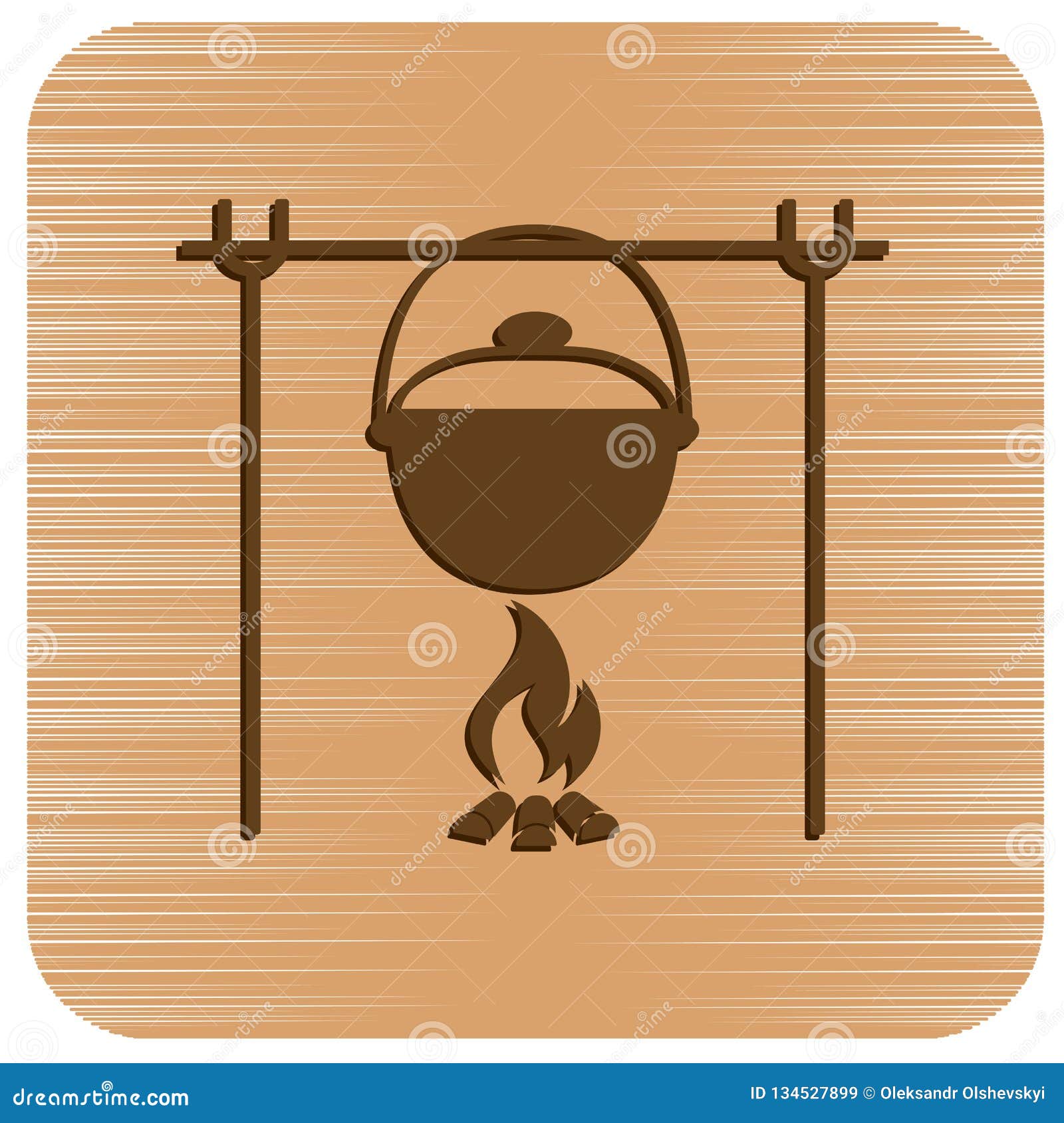 Fire and pot icon stock vector. Illustration of summer - 134527899