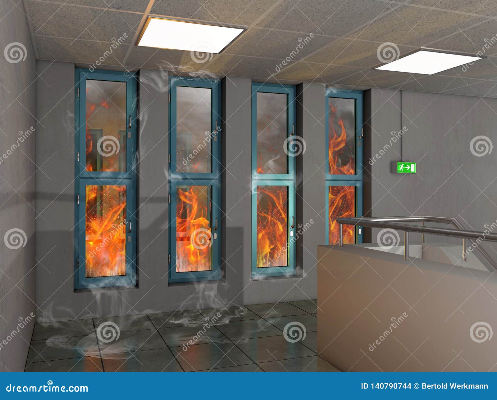 Fire Prevention Windows, 3D Illustration Stock Illustration ...