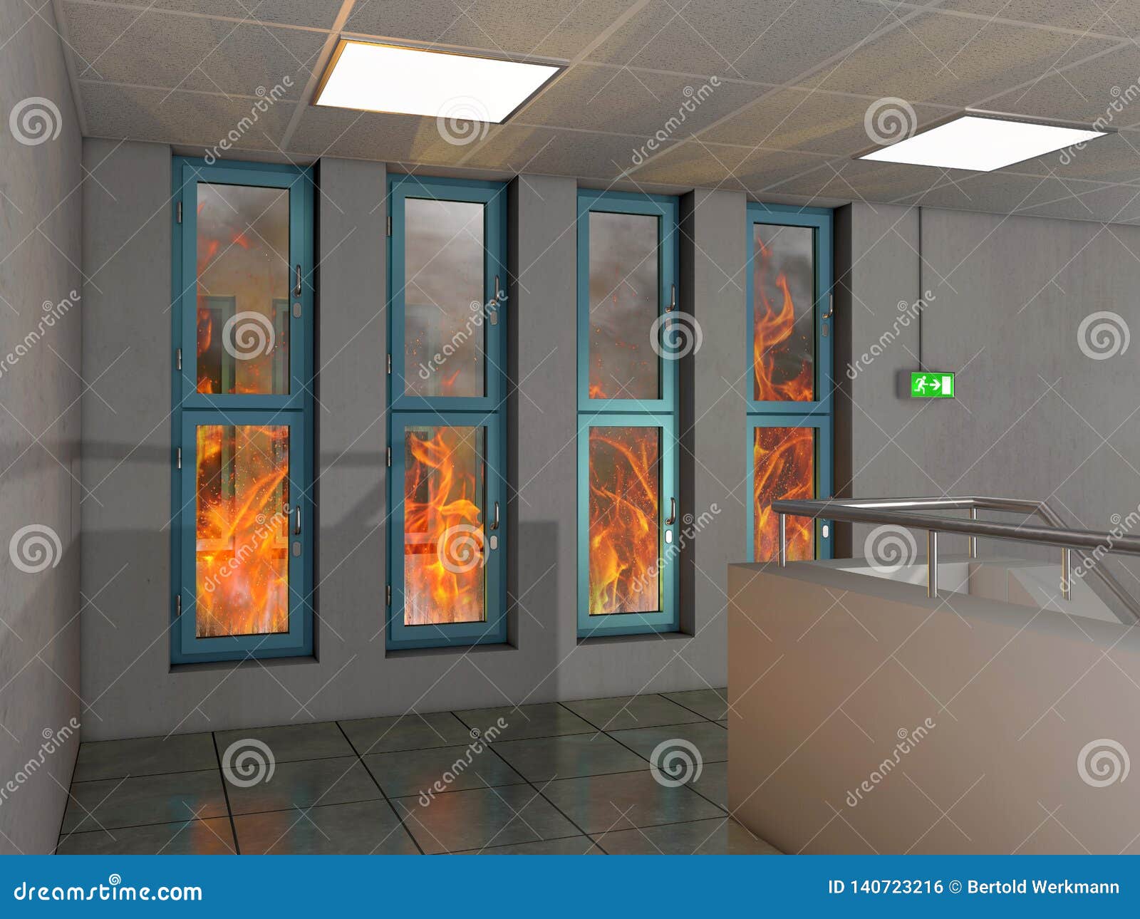 Fire Prevention Windows, 3D Illustration Stock Illustration ...