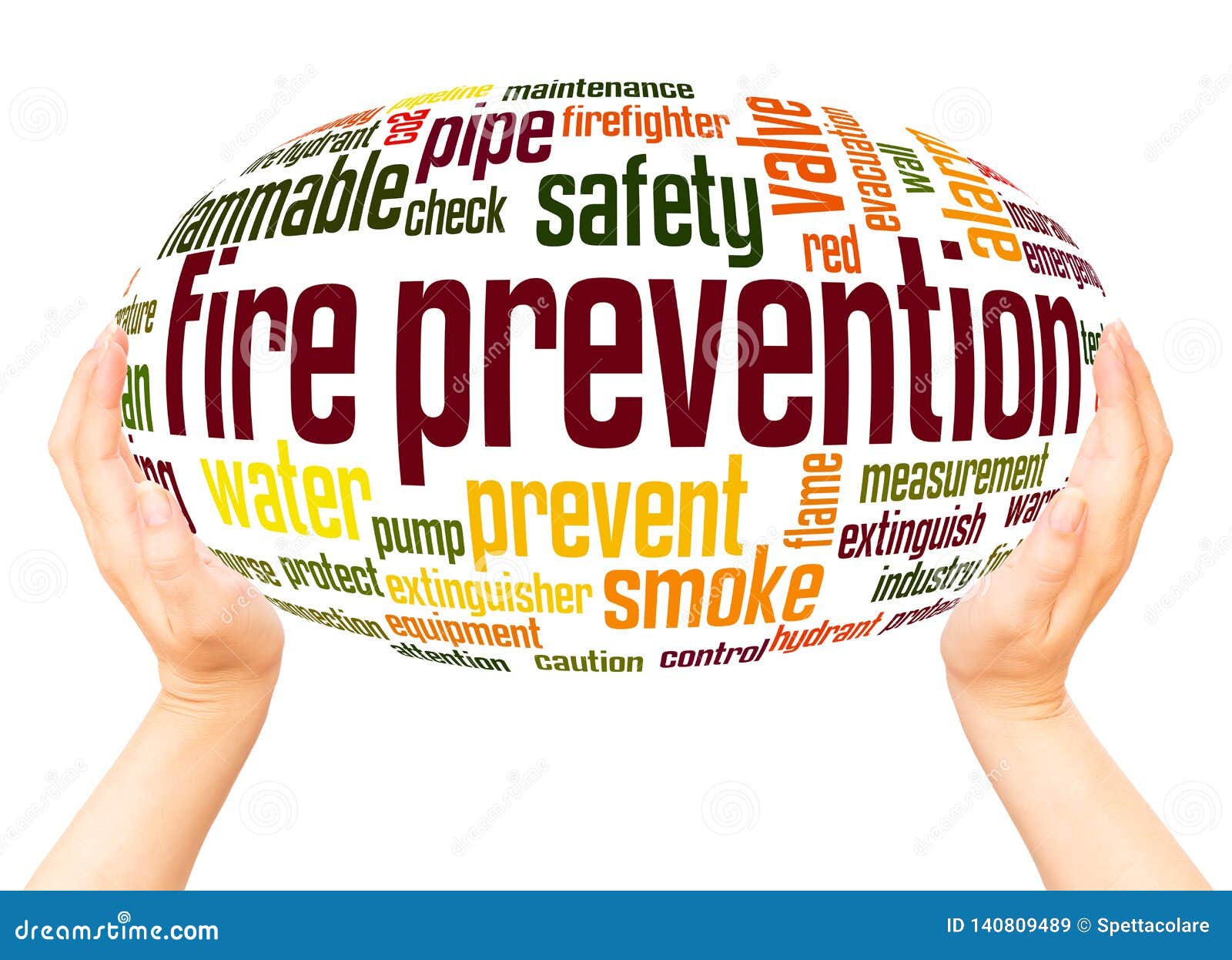 Fire Prevention Word Cloud Hand Sphere Concept Stock Illustration ...