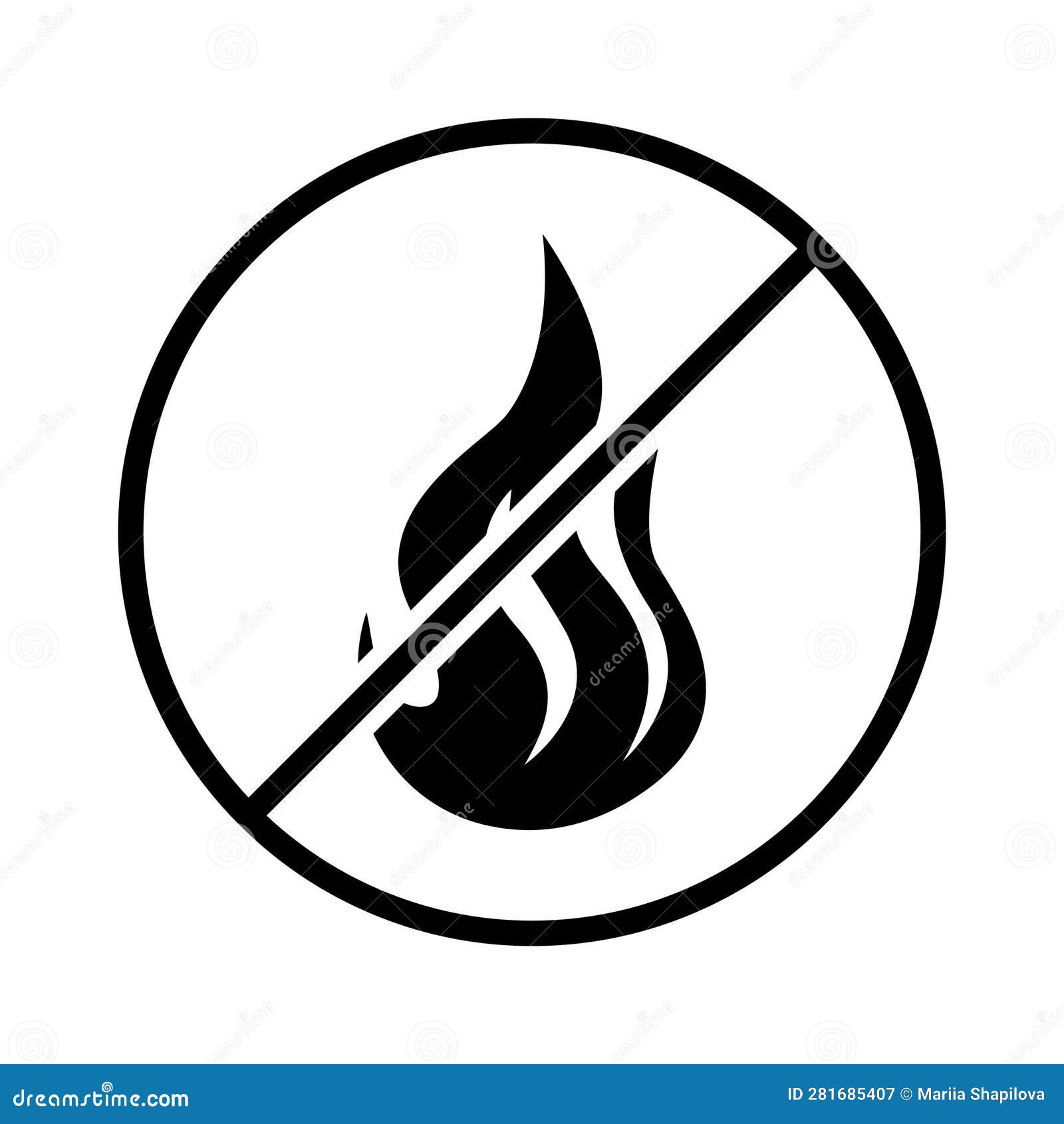 Fire Prohibition Hazard Risk Sign Icon And Stop Flame Ignition Risk ...
