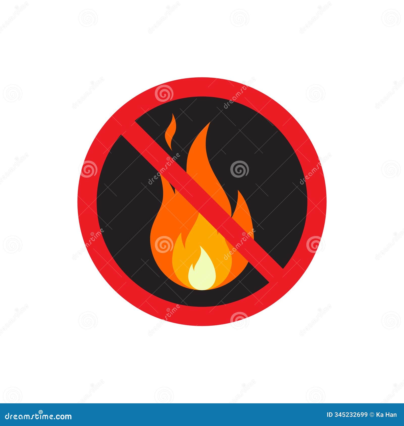 Fire Prohibition Sign Icon in Flat Design. Stop Flame Sign Symbol Stock ...