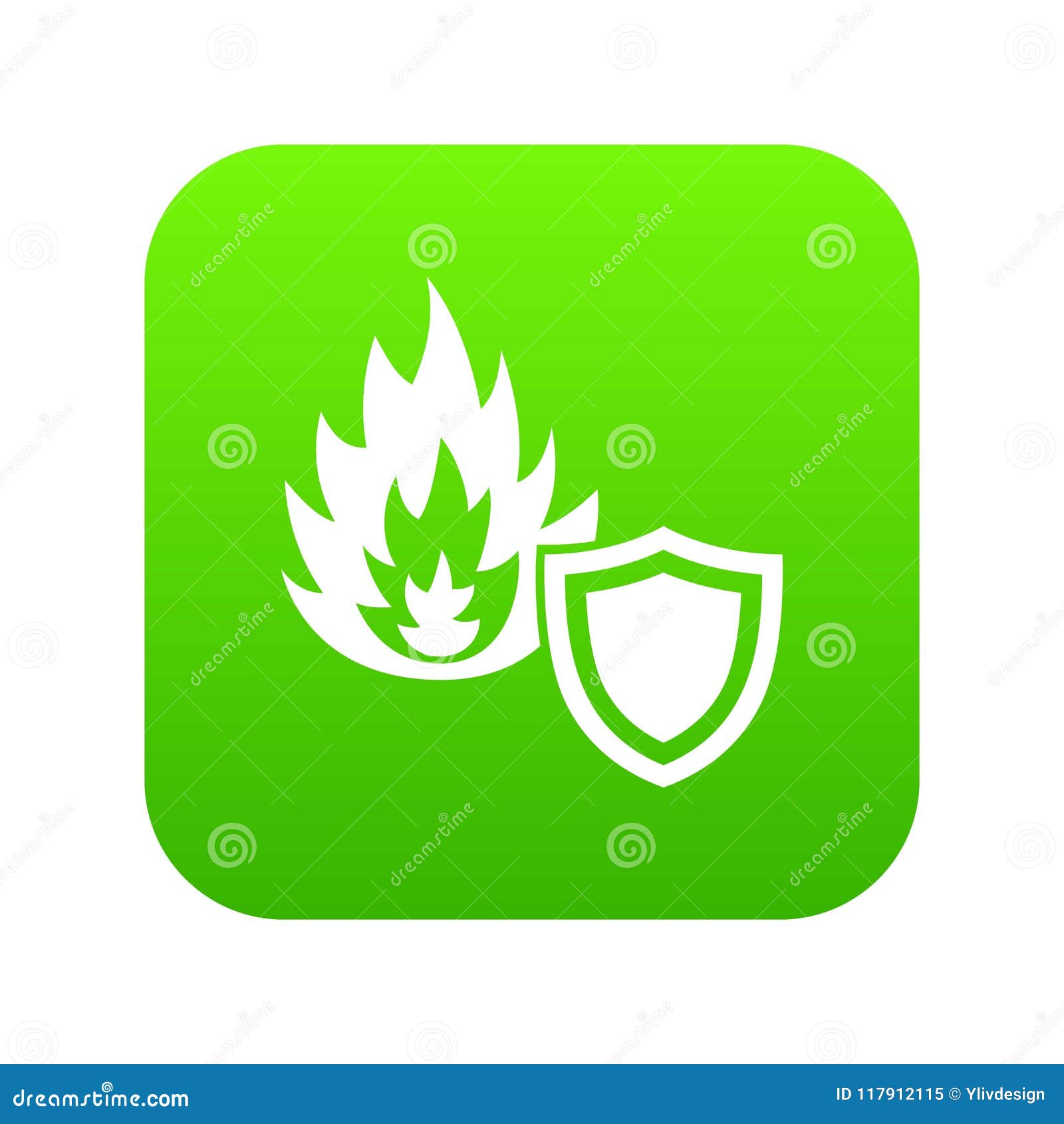 Fire Protection Icon Green Vector Stock Vector - Illustration of ...