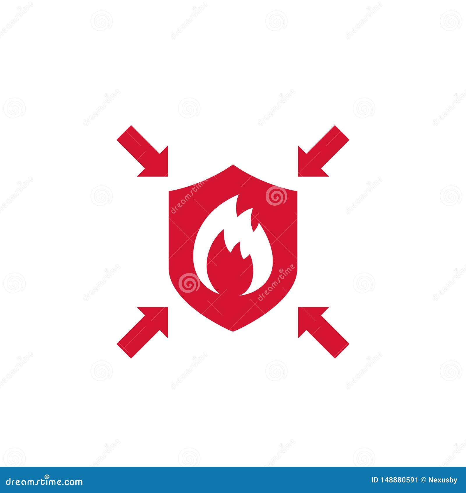 Fire Protection, Resistance Icon with Shield Stock Vector ...