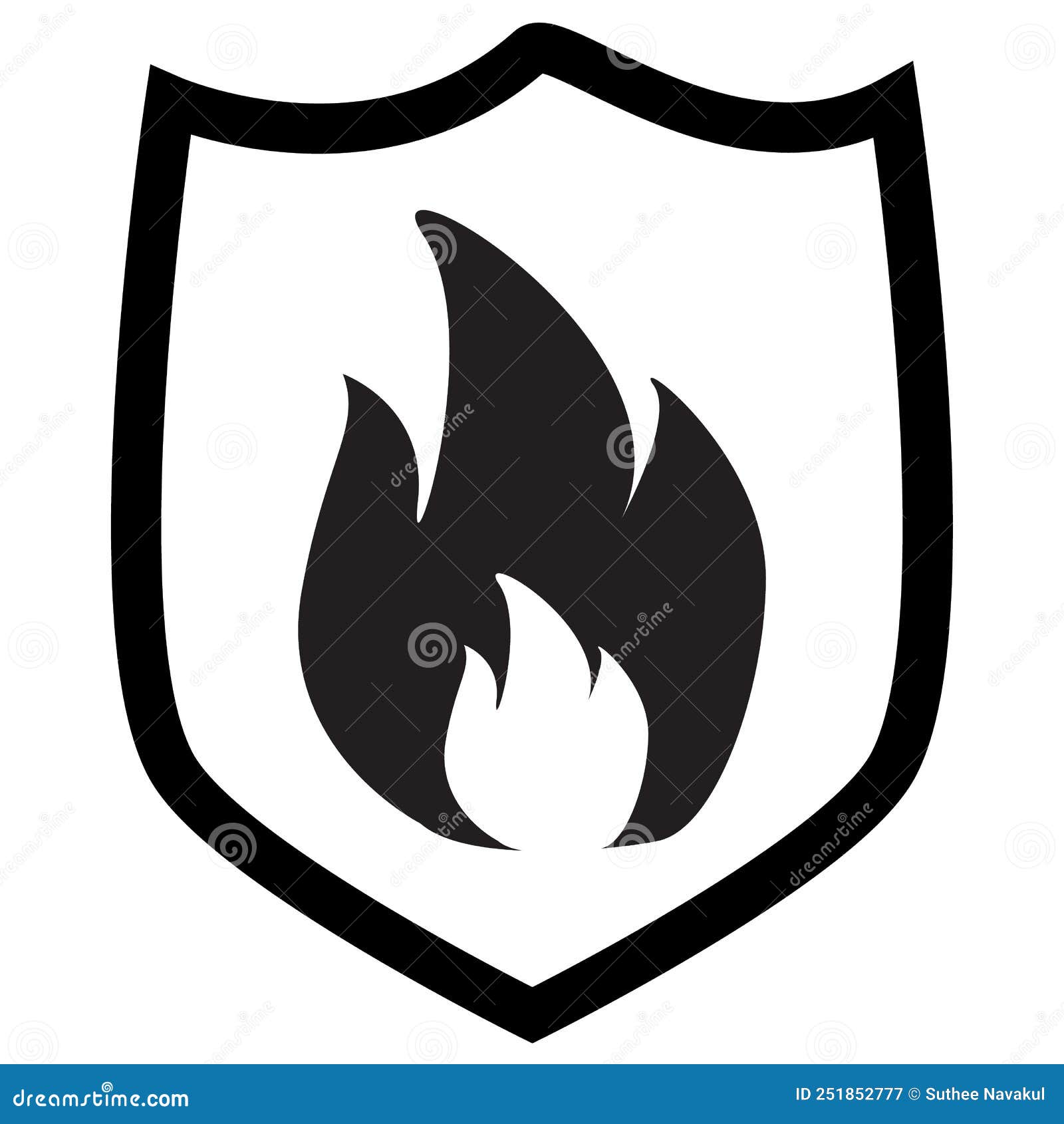 Fire Protection Shield Icon on White Background. Fire Protection Sign ...
