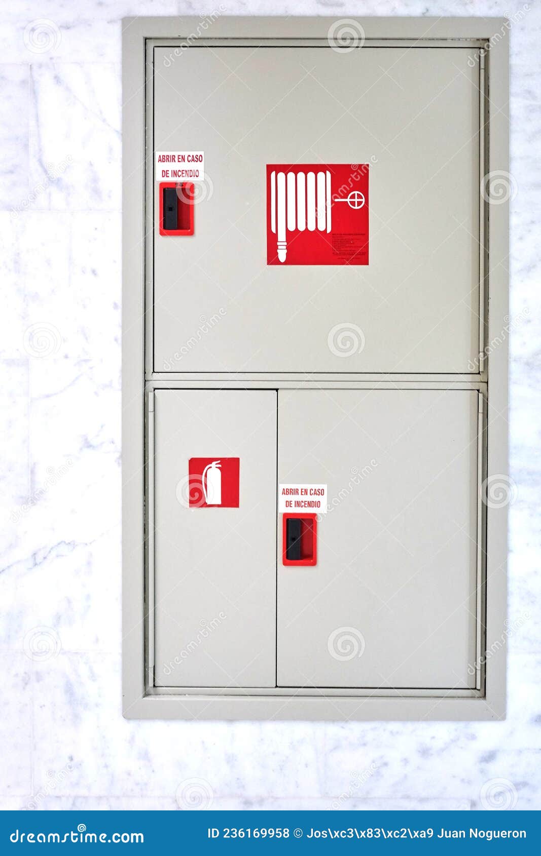 Fire Protection Signage in Public Building Stock Photo - Image of ...