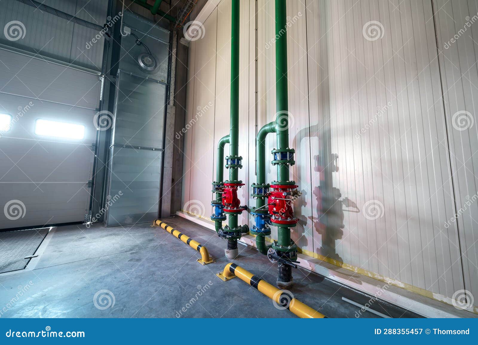 Fire Protection System in a Warehouse Stock Image - Image of valve ...