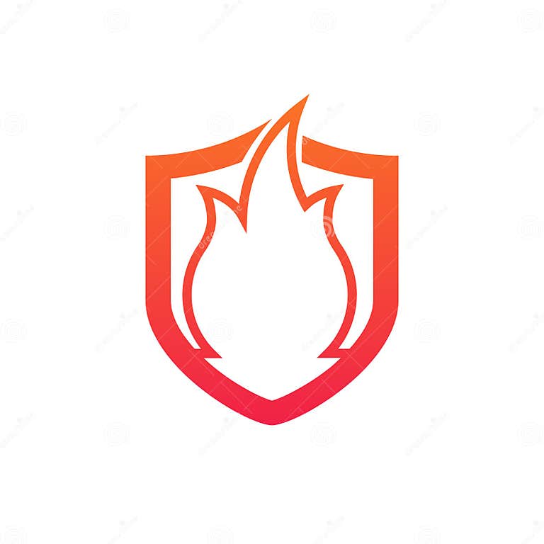 Fire Protection. Vector Fire Shield. Vector Shield Icon. Security Icon ...
