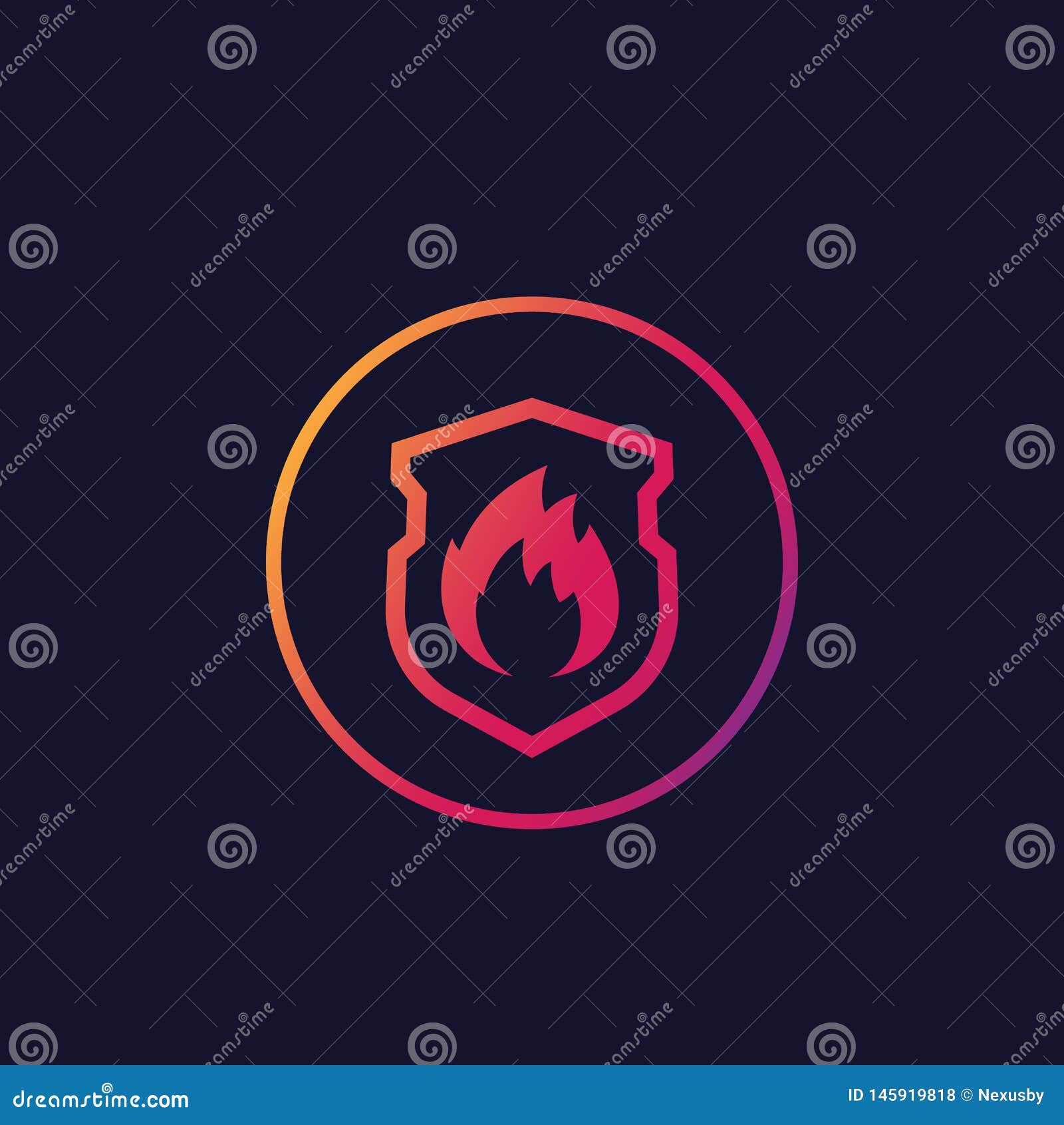 Fire Protection Vector Icon with Shield and Flame Stock Vector ...