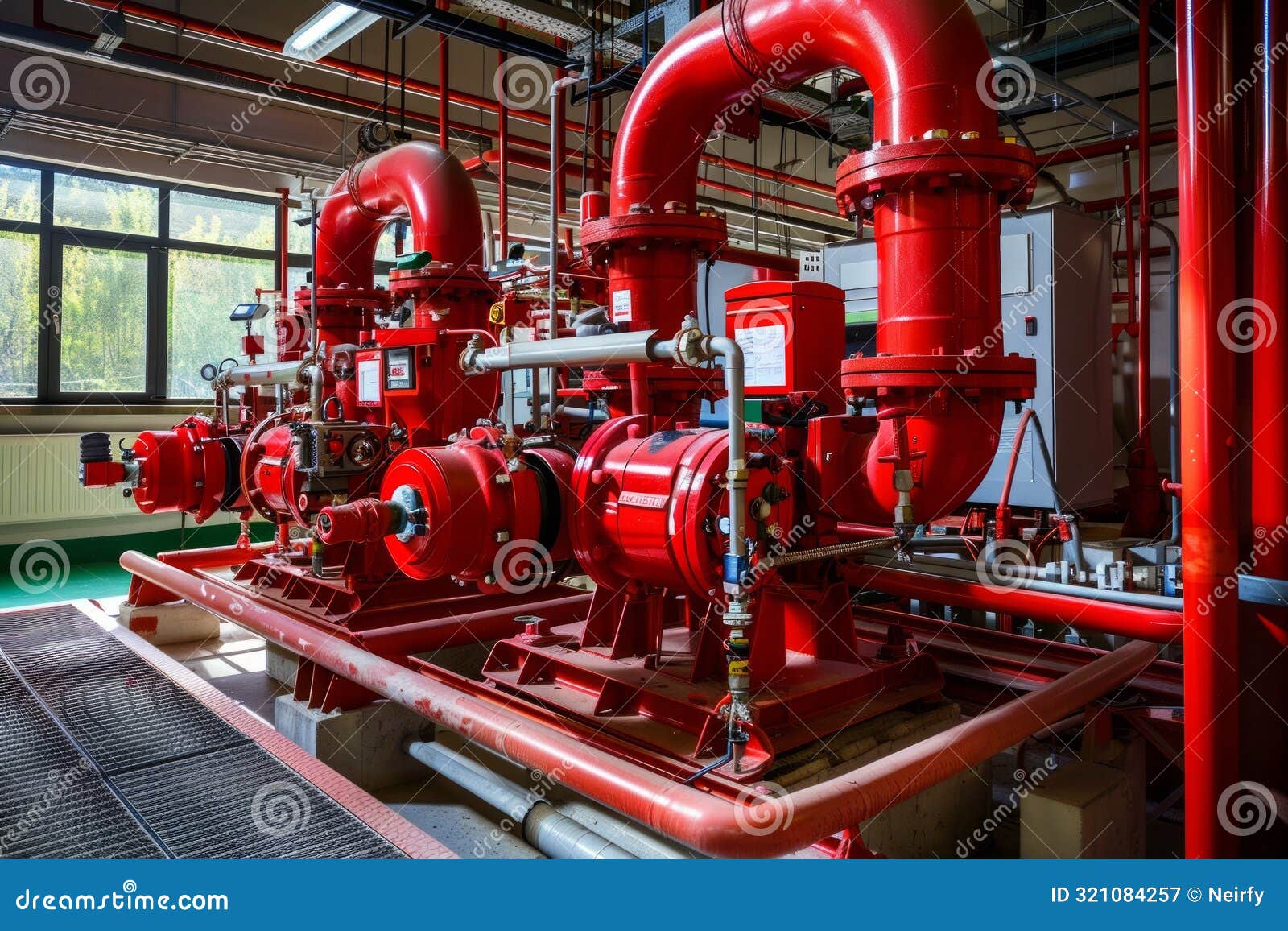 Fire Pump. Industrial Fire Pump Station Stock Image - Image of electric ...
