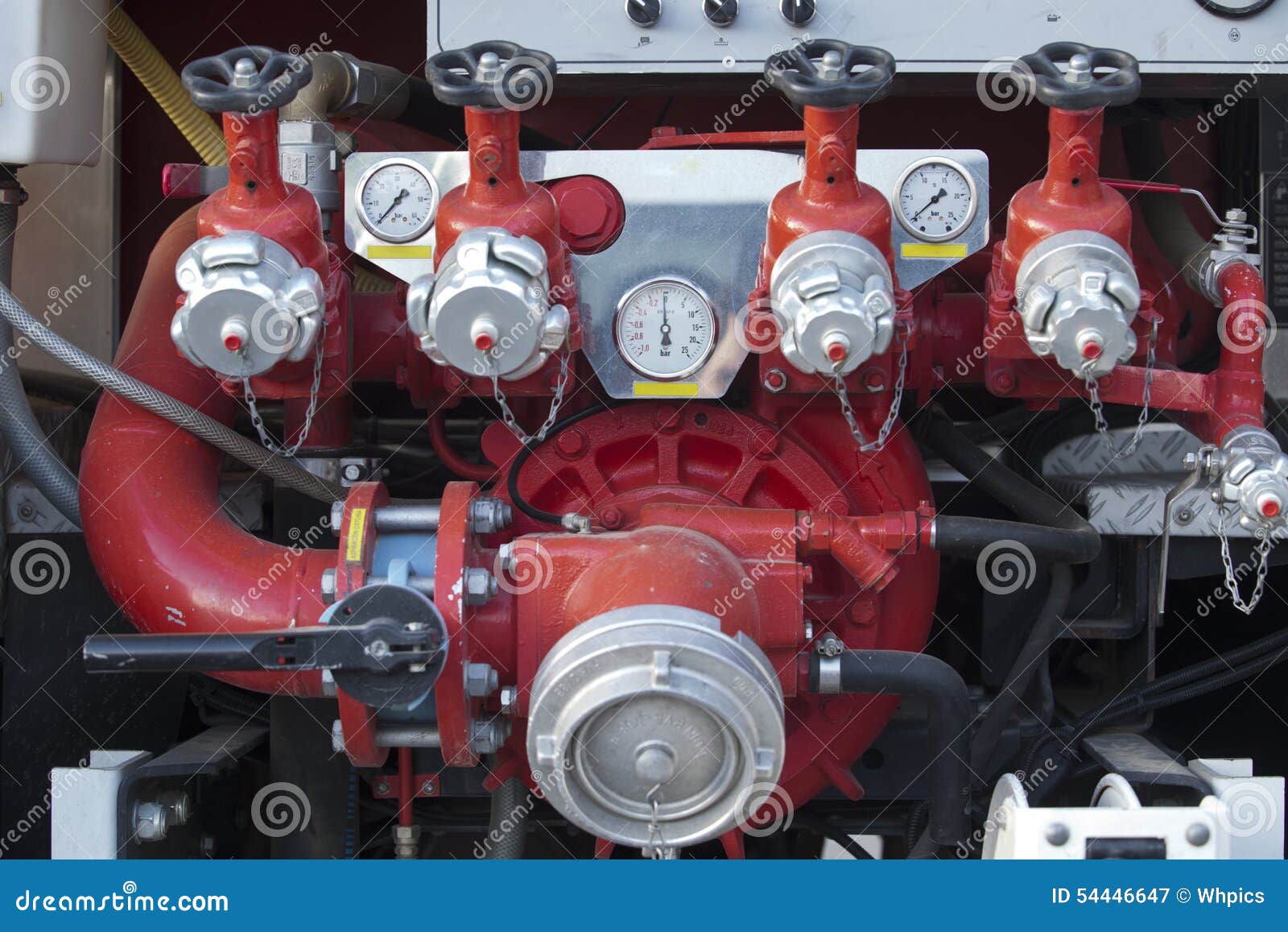 Fire Pump Panel on Fire Truck Stock Image - Image of truck, pump: 54446647
