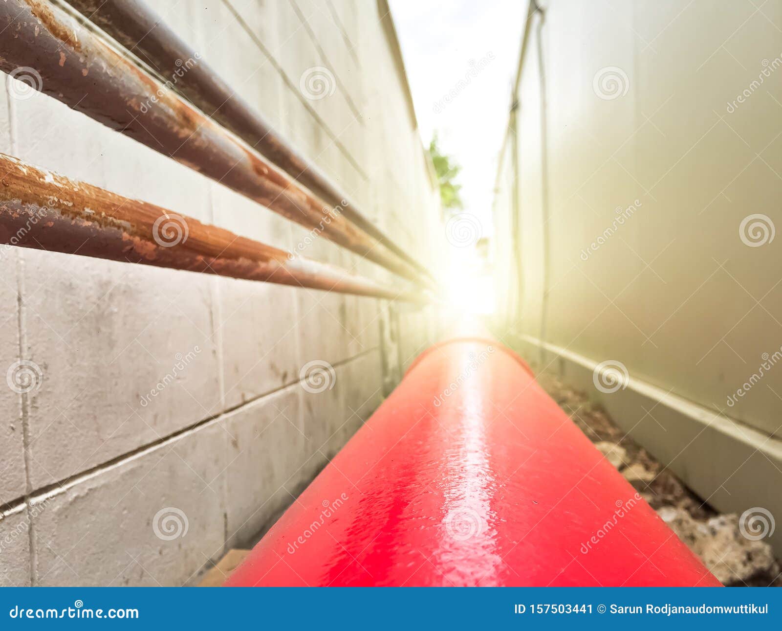 Fire Pump System with Big Red Pipe Line System Stock Image - Image of ...