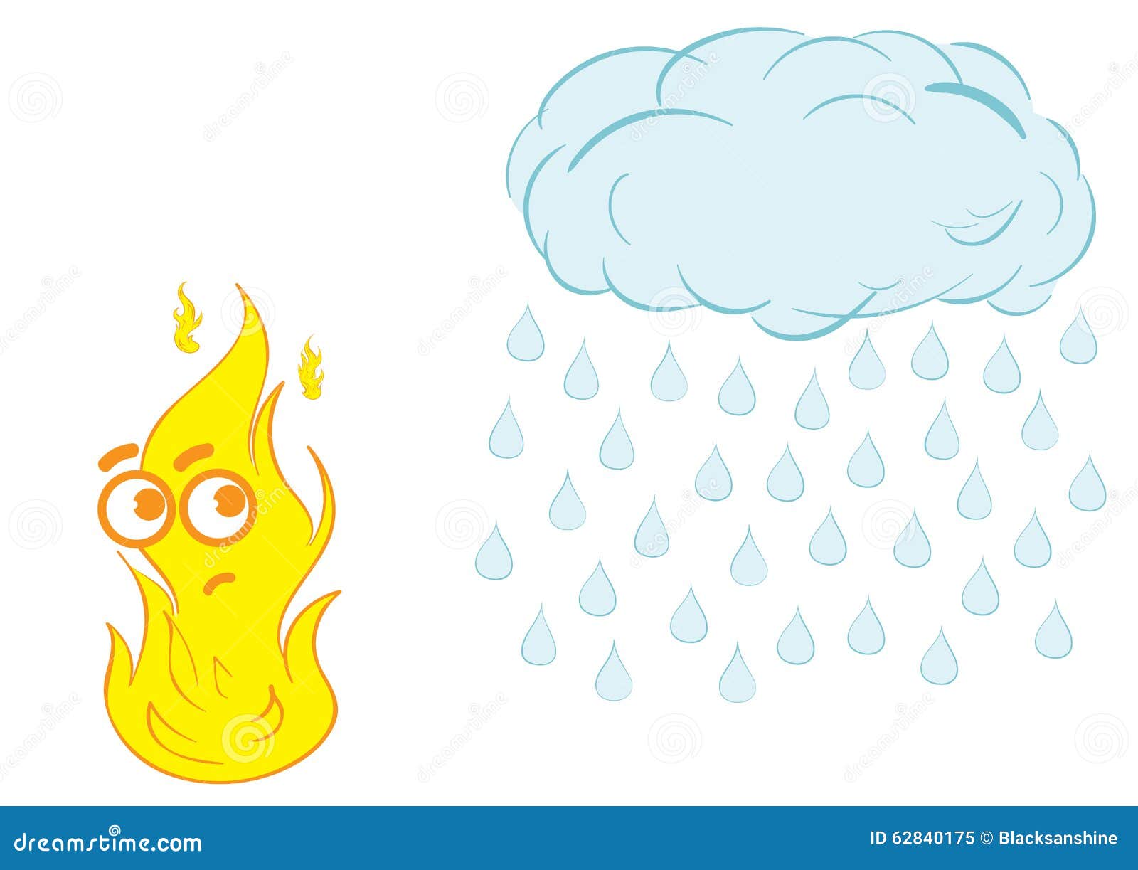 Fire and rain stock vector. Illustration of rain, fiery - 62840175
