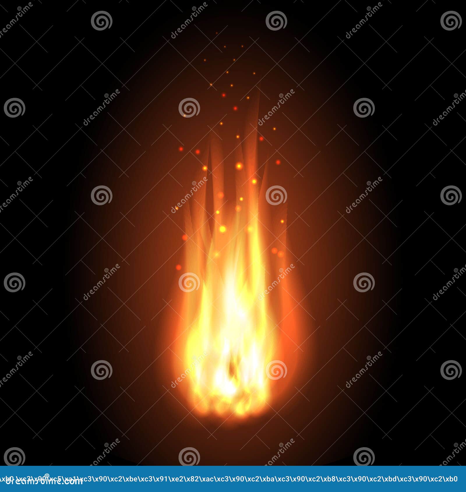Fire. Realistic Flames on a Black Background. Stock Vector ...
