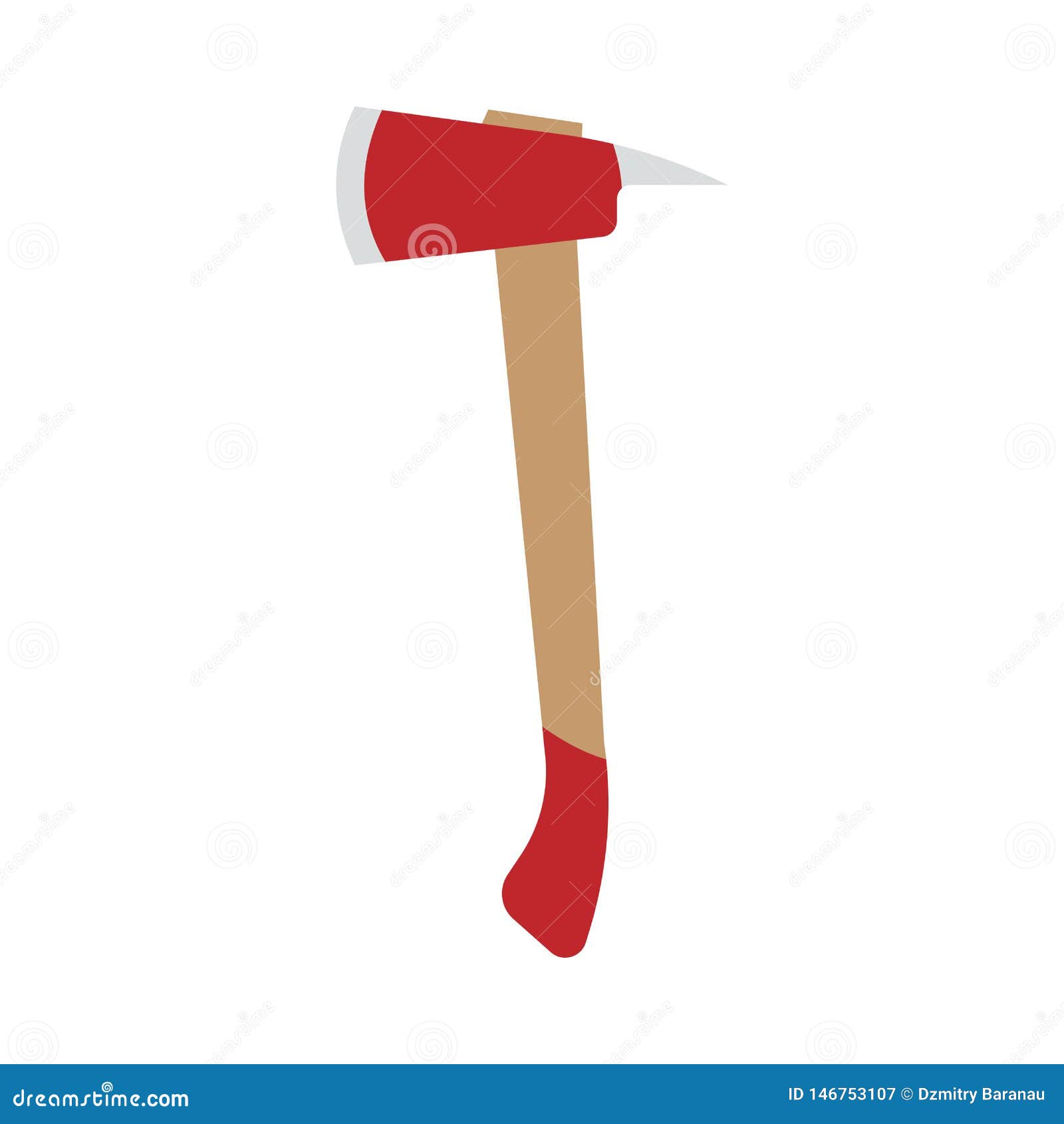 Fire Red Axe Tool Isolated White Vector Icon Firefighter. Wooden Flame ...