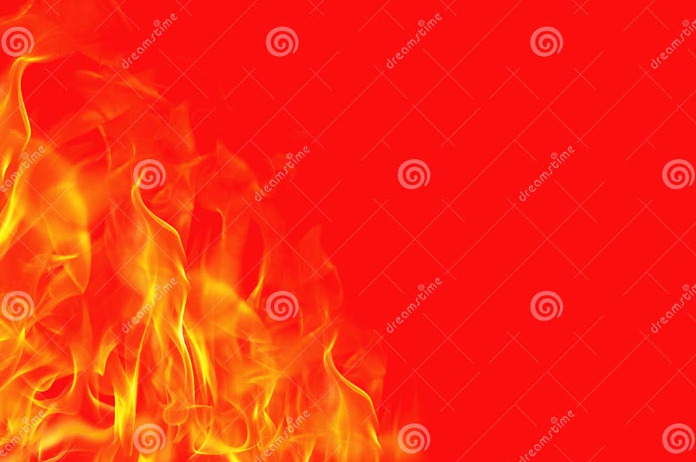 Fire on red background stock illustration. Illustration of danger ...