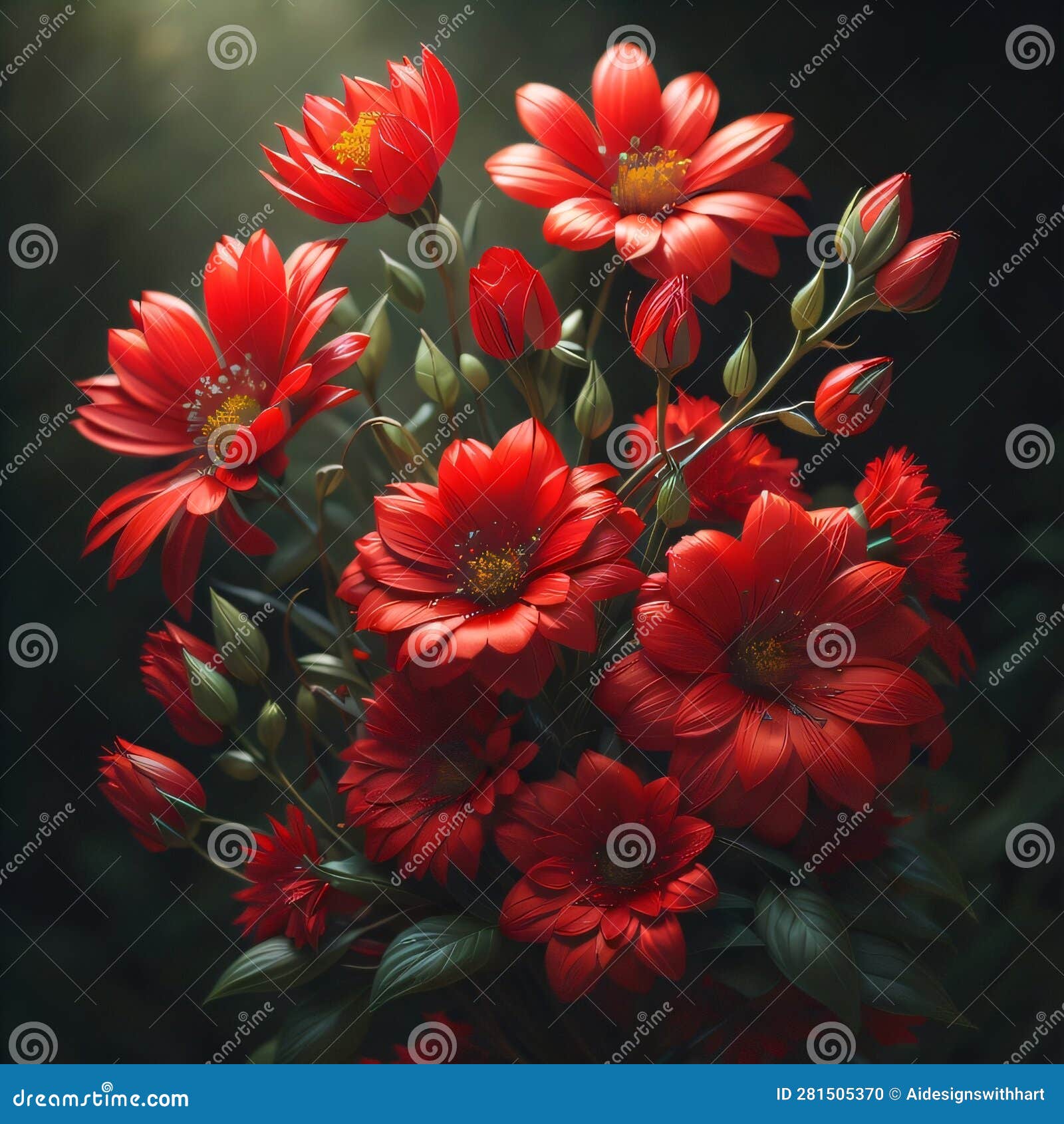 Fire Red Flowers Chiaroscuro Lite Stock Photo - Image of rose, flower ...