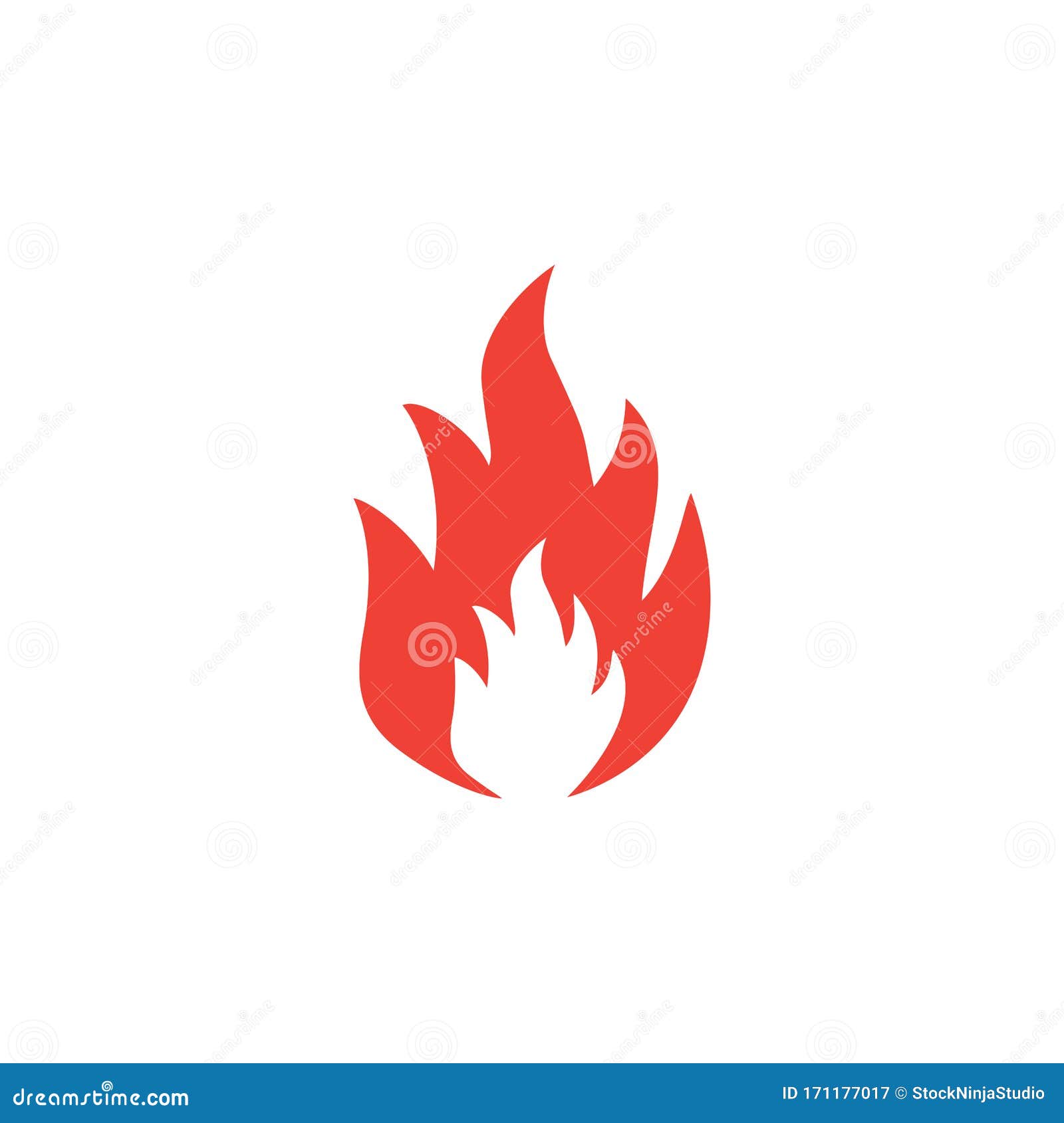 Fire Red Icon on White Background. Red Flat Style Vector Illustration ...