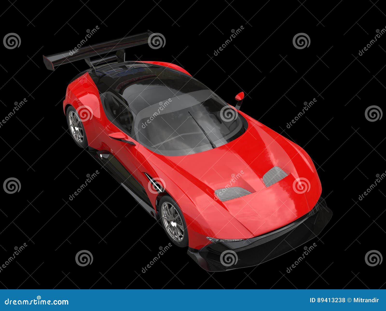 Fire Red Sports Car - Top Down View Stock Illustration - Illustration ...